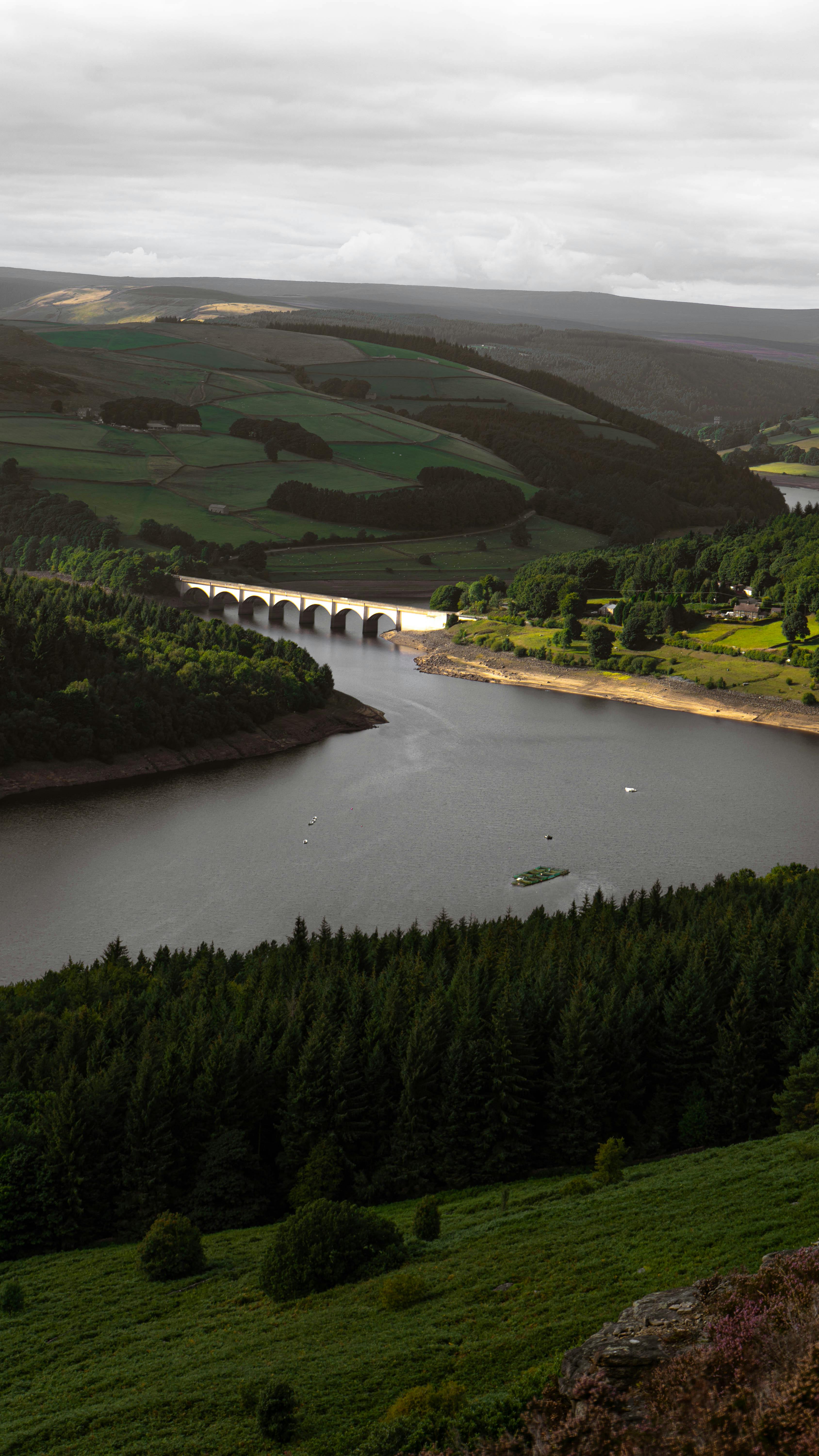 Aerial View of Bridge on River in Countryside · Free Stock Photo