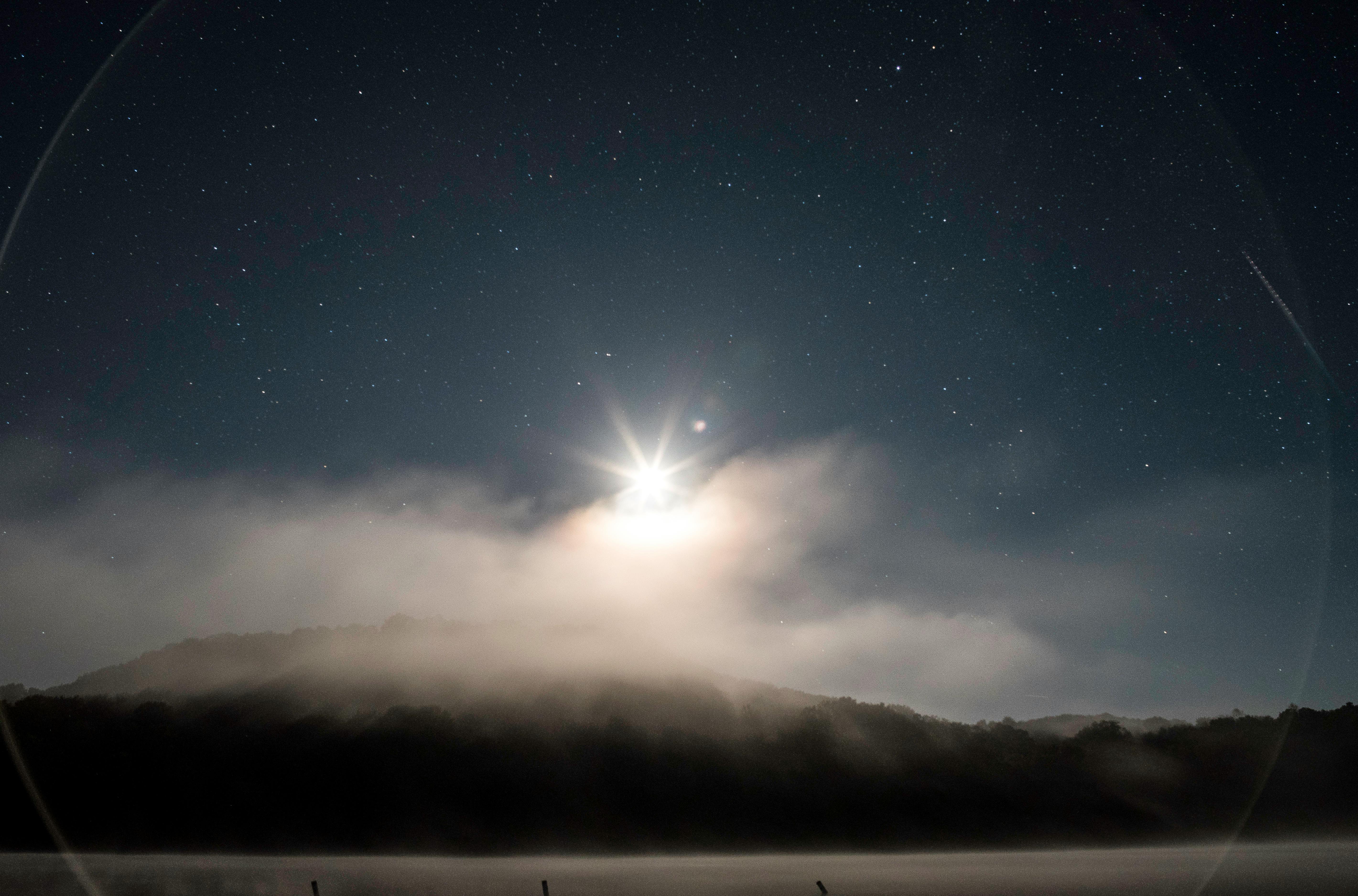 Free stock photo of dark, fog, full moon