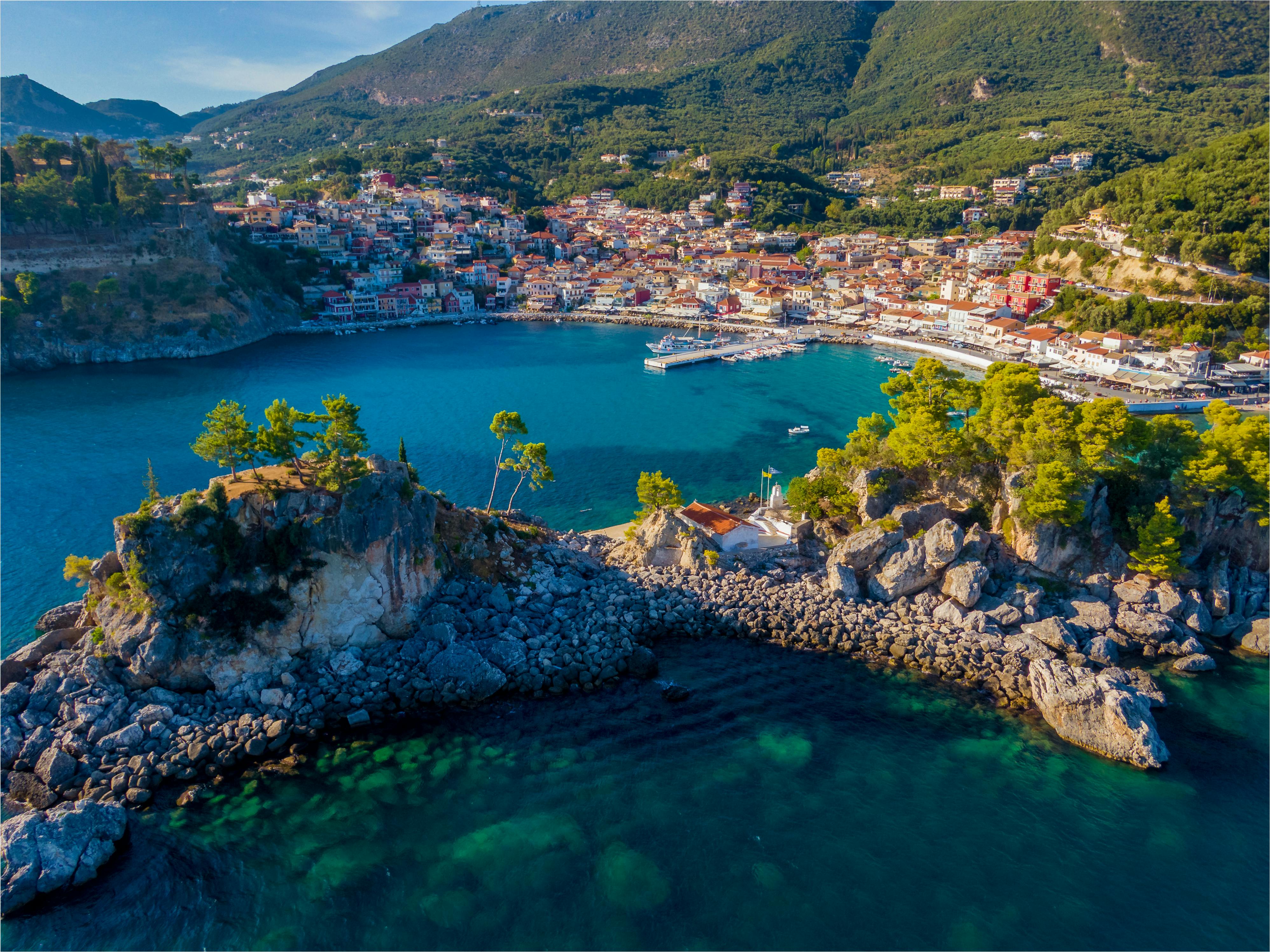 Aerial view of beautiful Parga in Greece · Free Stock Photo