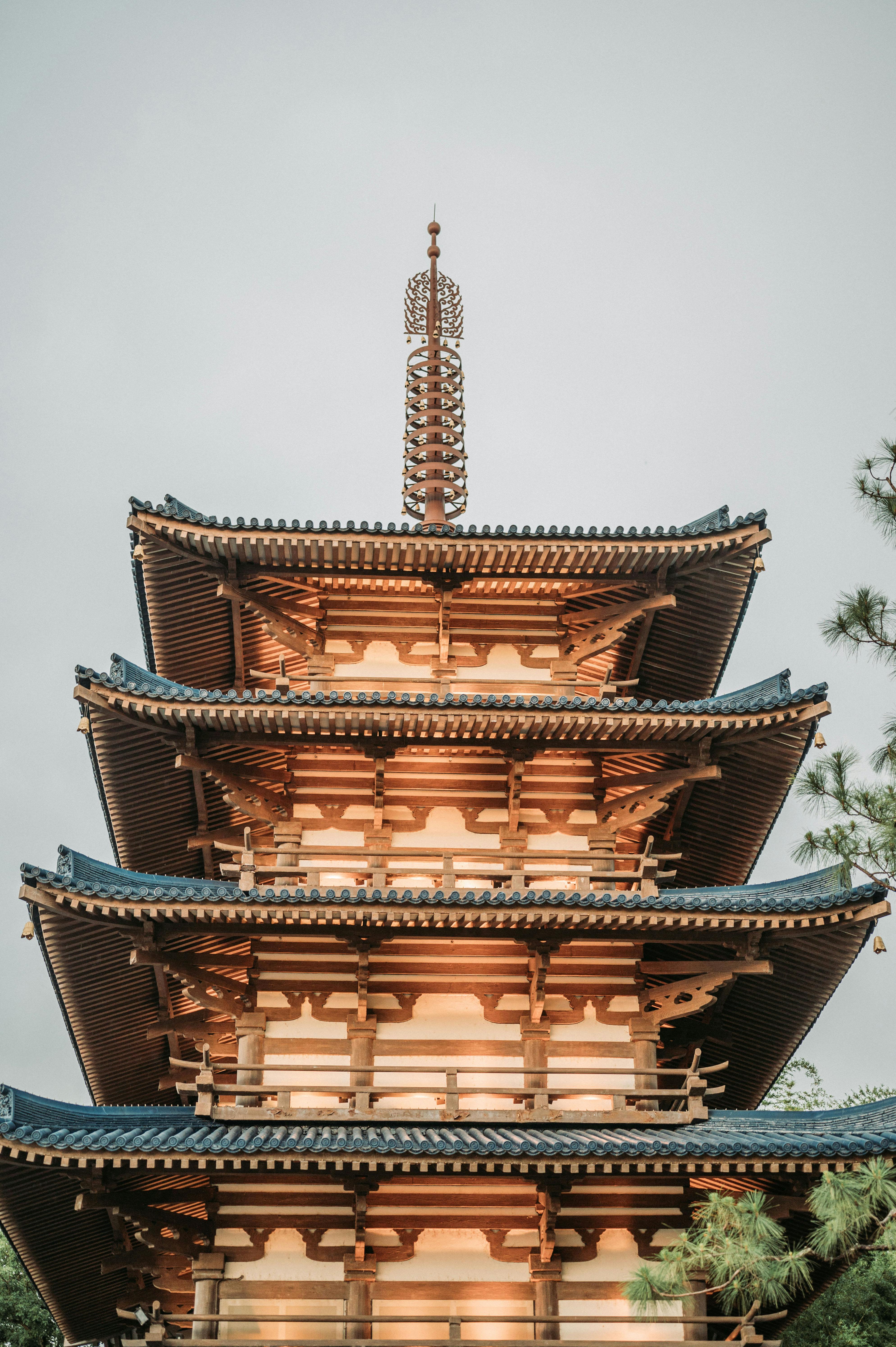 Vibrant Traditional Asian Pagoda in Bright Sunlight · Free Stock Photo