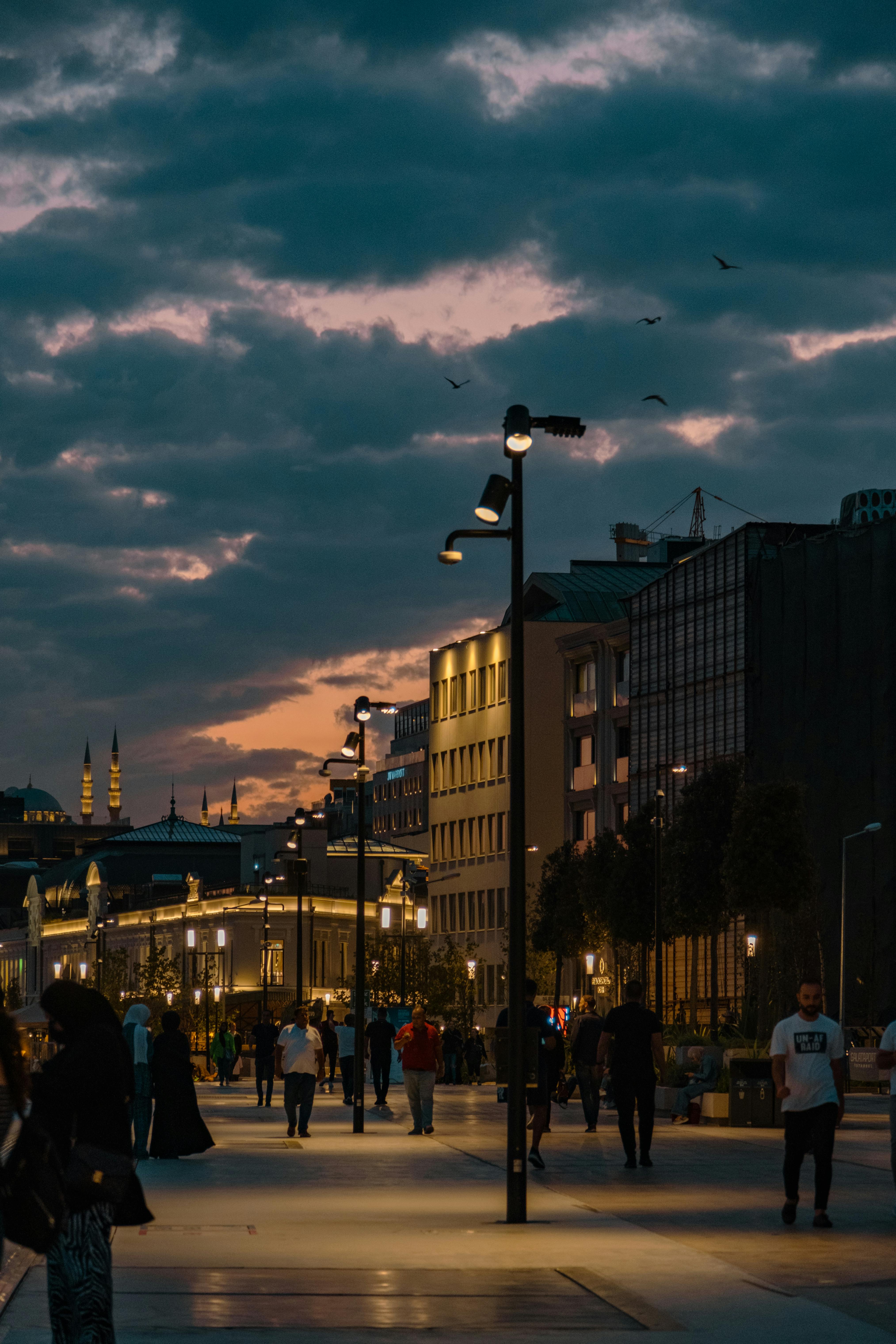 People Walking City Street at Night · Free Stock Photo