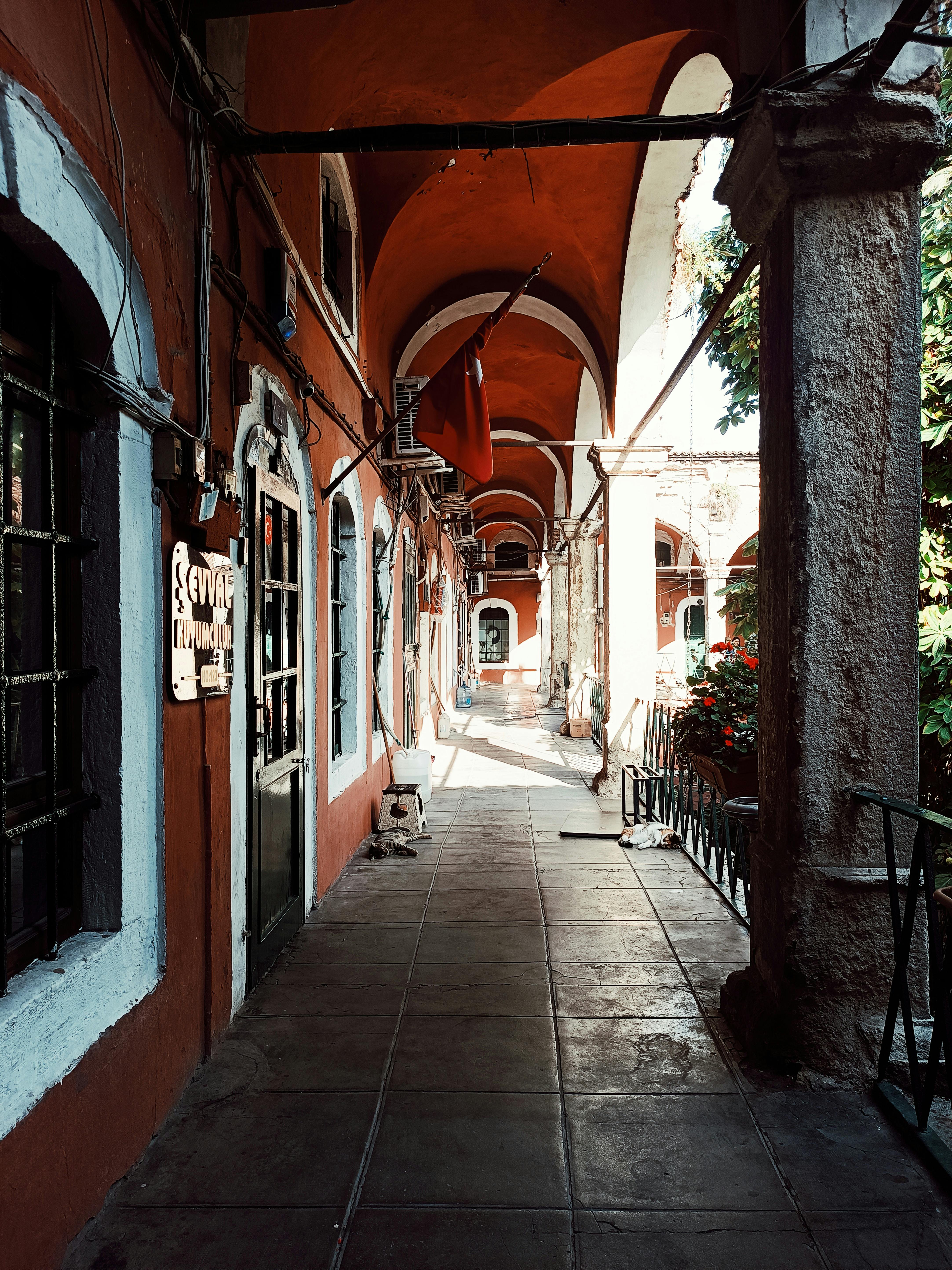 A Narrow Paved Outdoor Hallway of a Building · Free Stock Photo