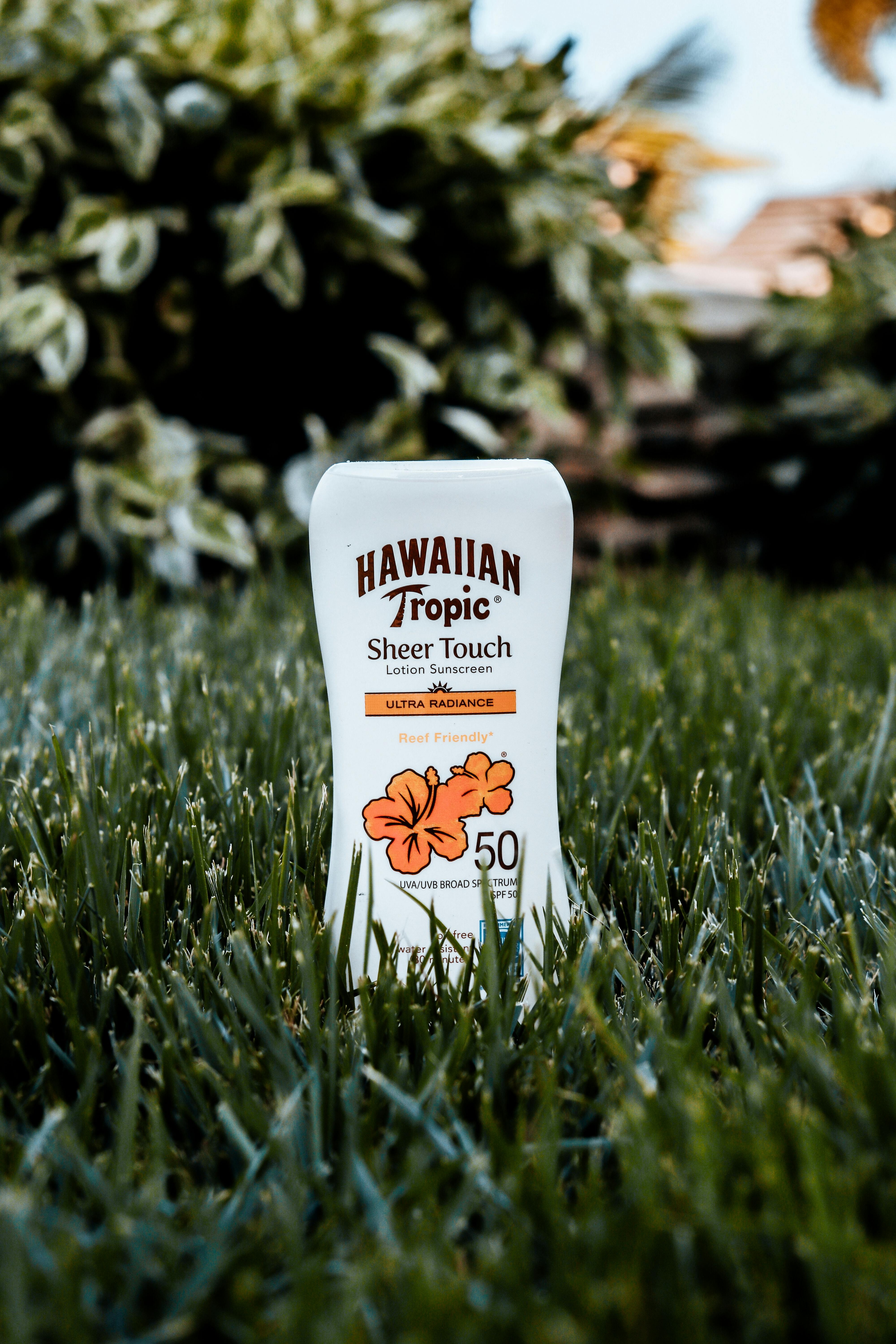 White Sunscreen Bottle on Green Grass · Free Stock Photo