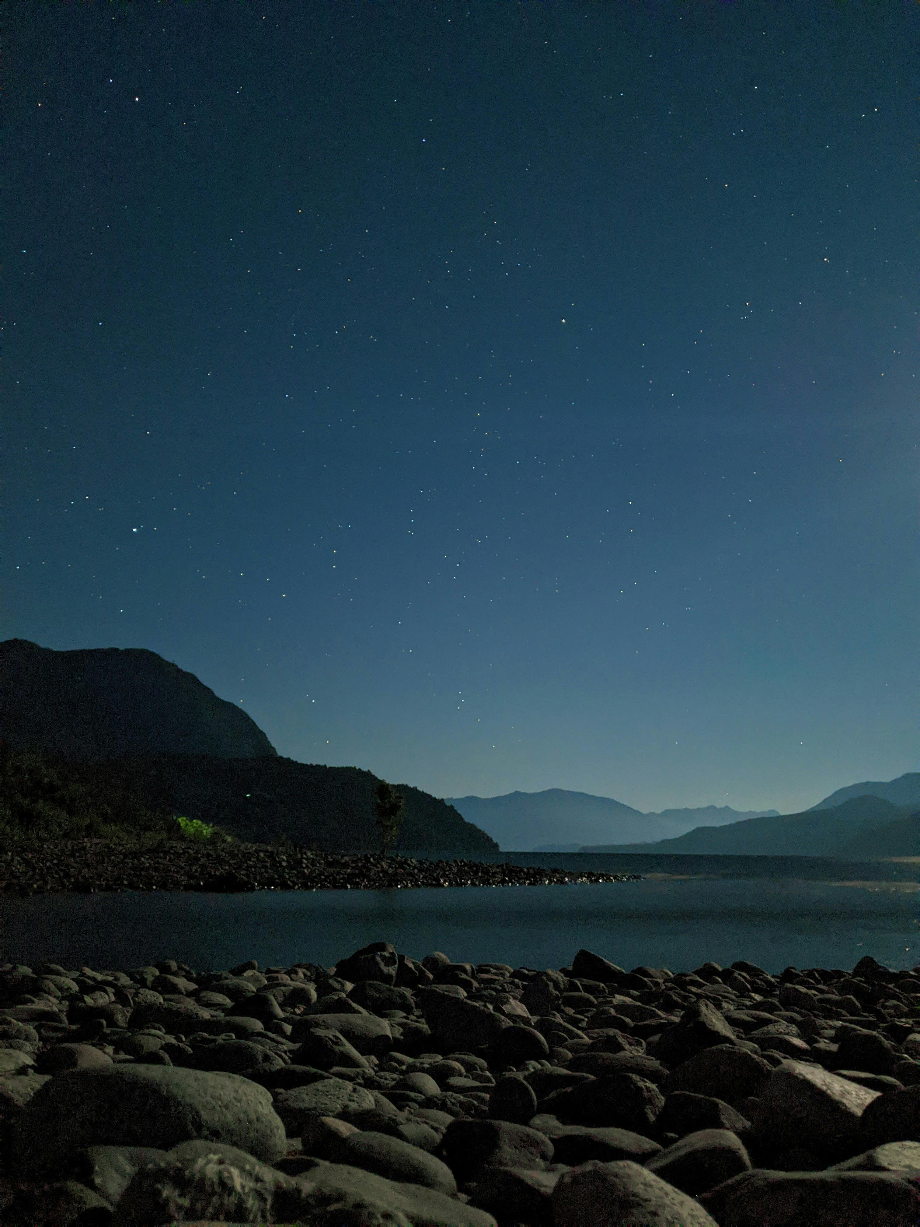 Silhouette of Mountain During Night Time · Free Stock Photo