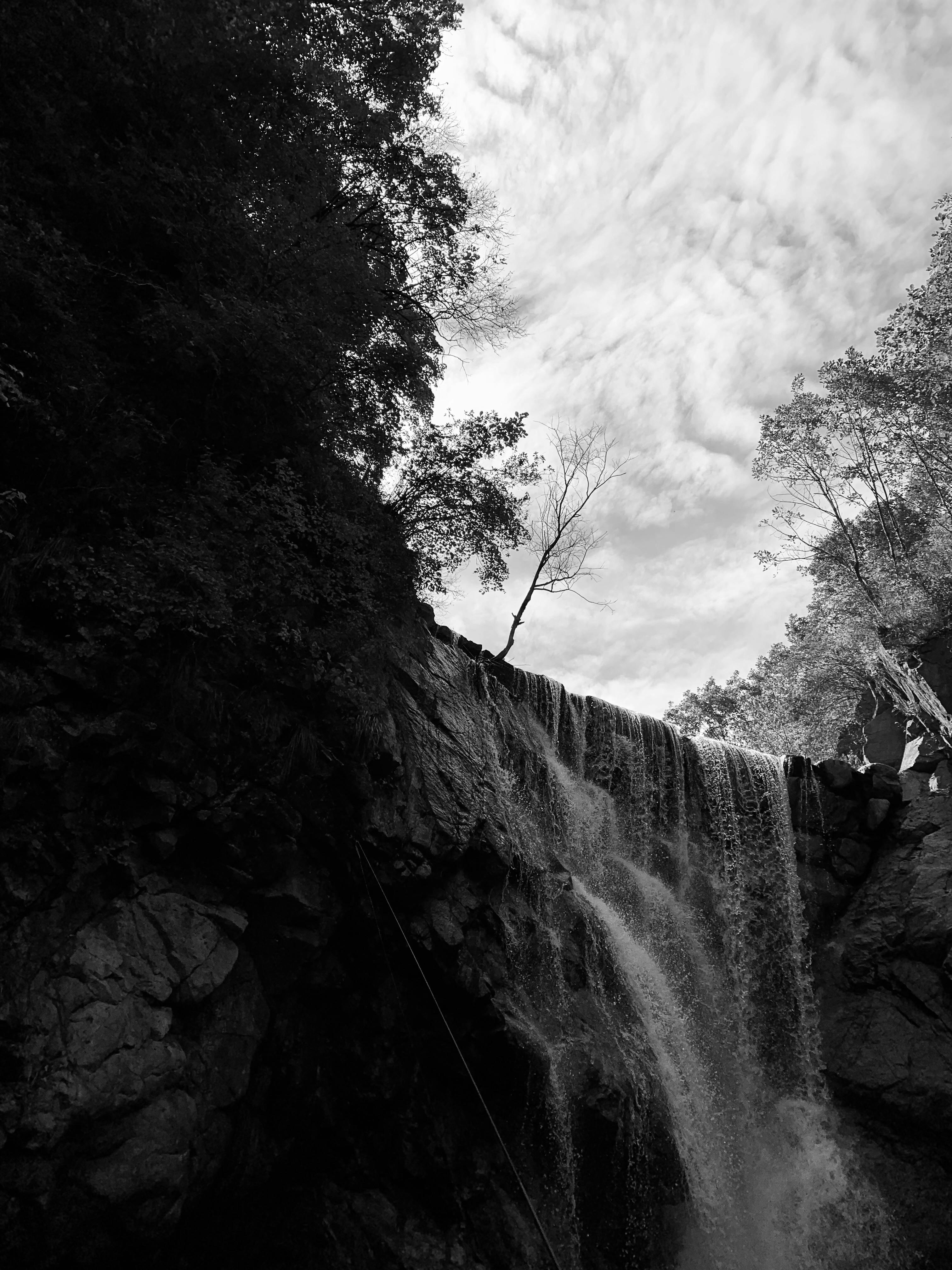 Grayscale Photo of Waterfalls · Free Stock Photo