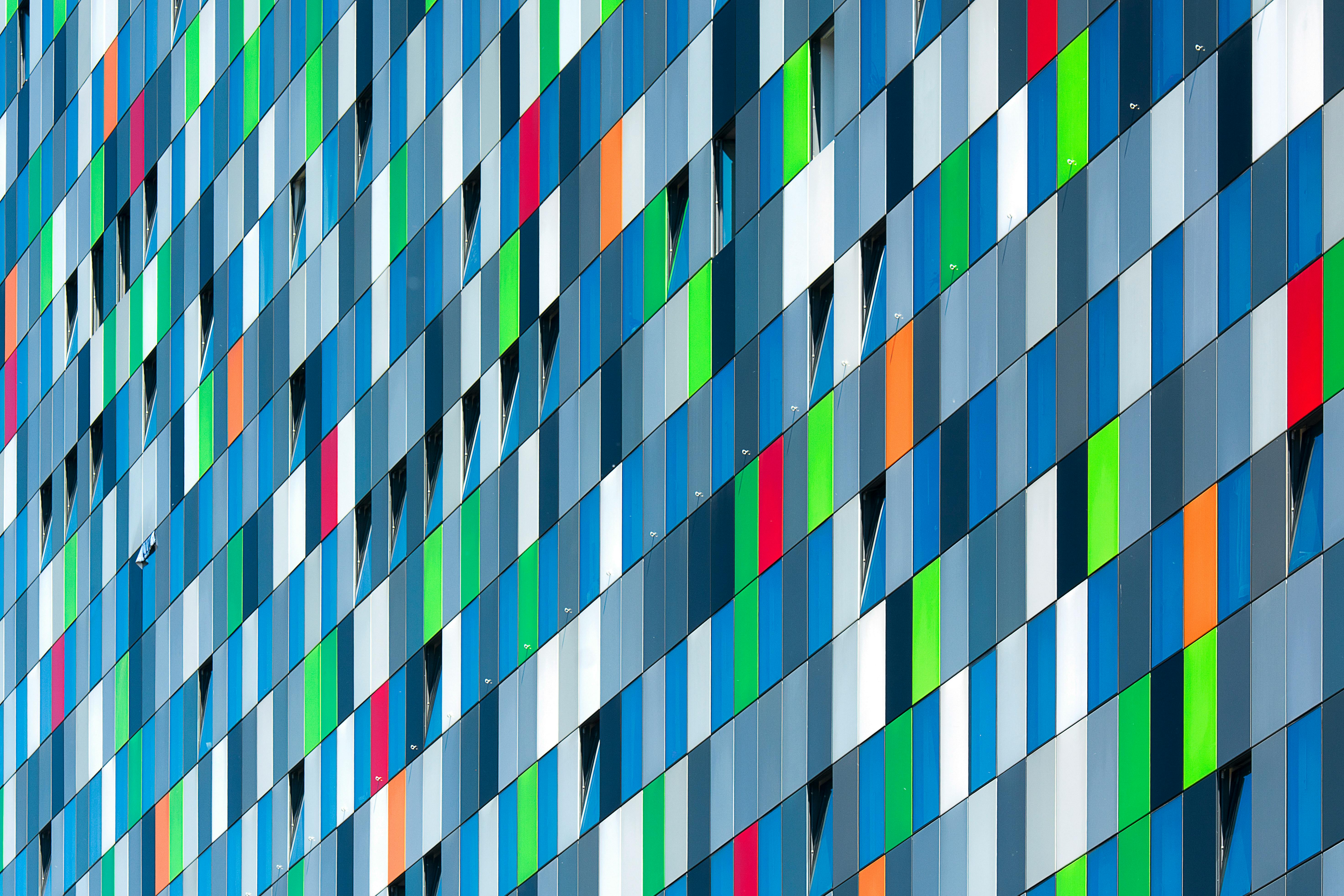 Colorful Rectangles on Building Wall · Free Stock Photo