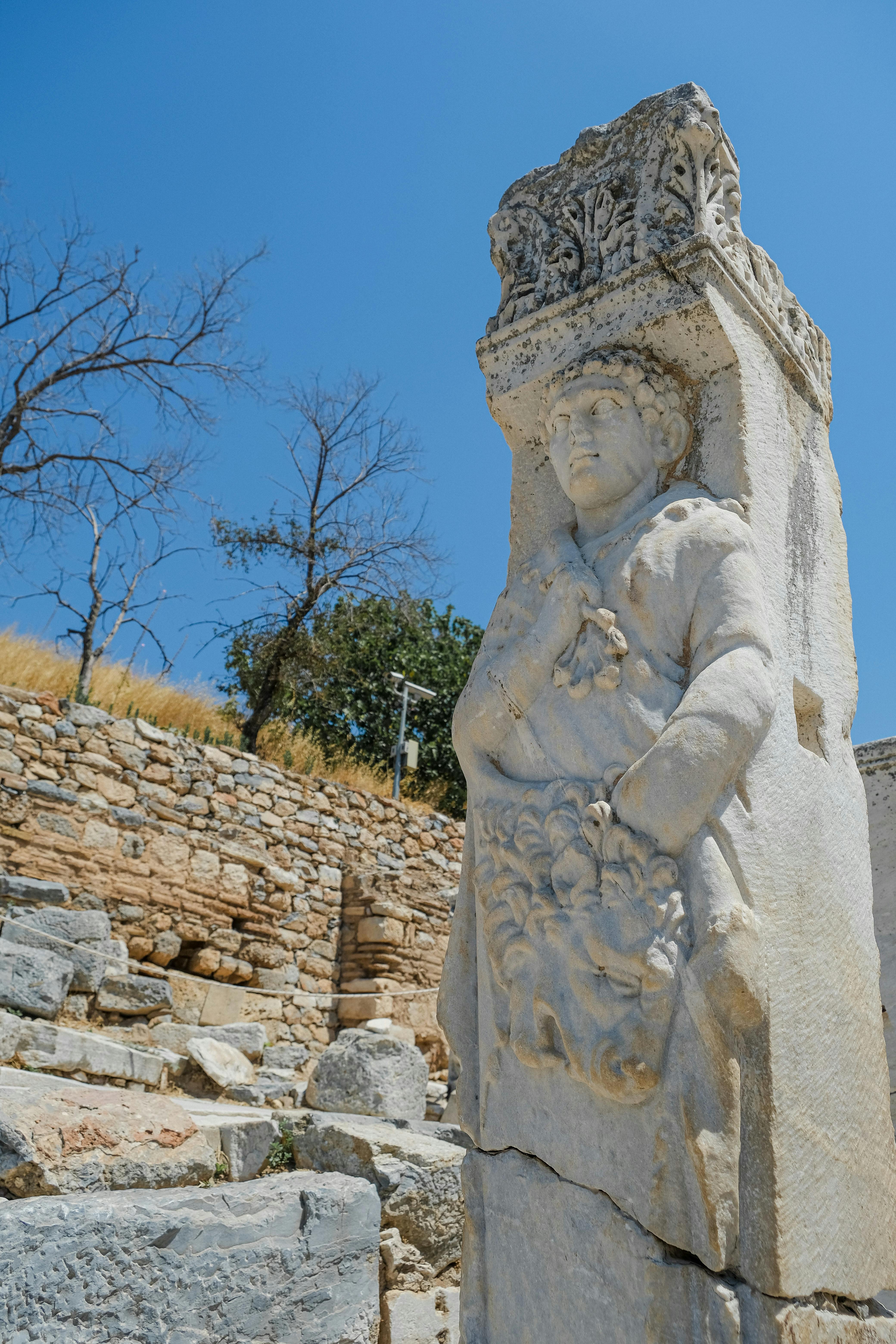 A Column with the Statue of Hercules at the Hercules Gate in Ephesus ...