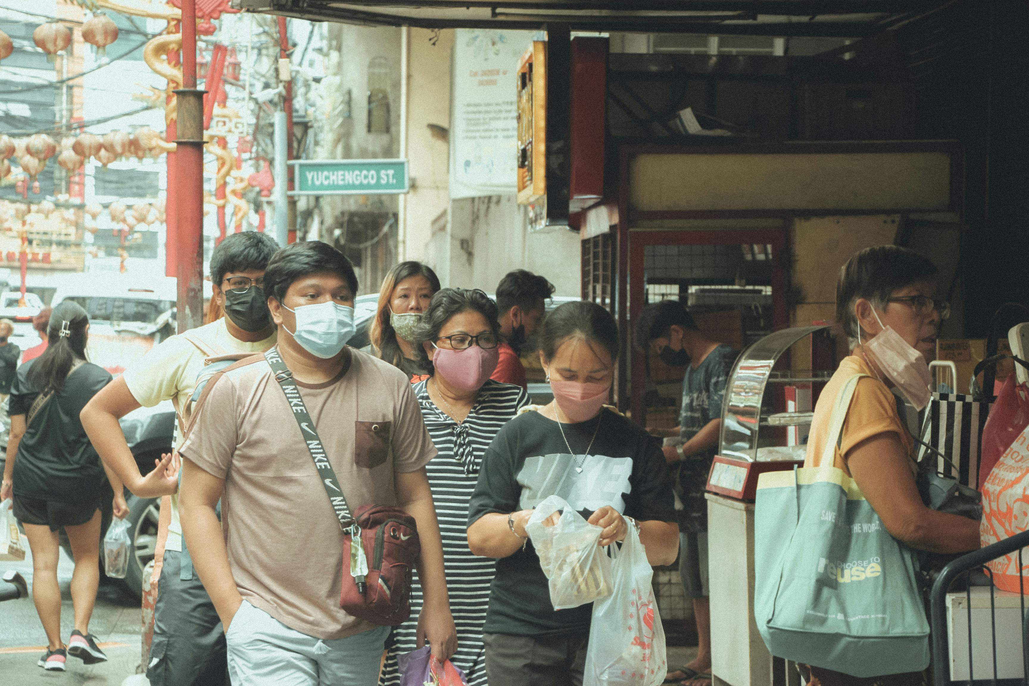People with Face Masks on Street · Free Stock Photo