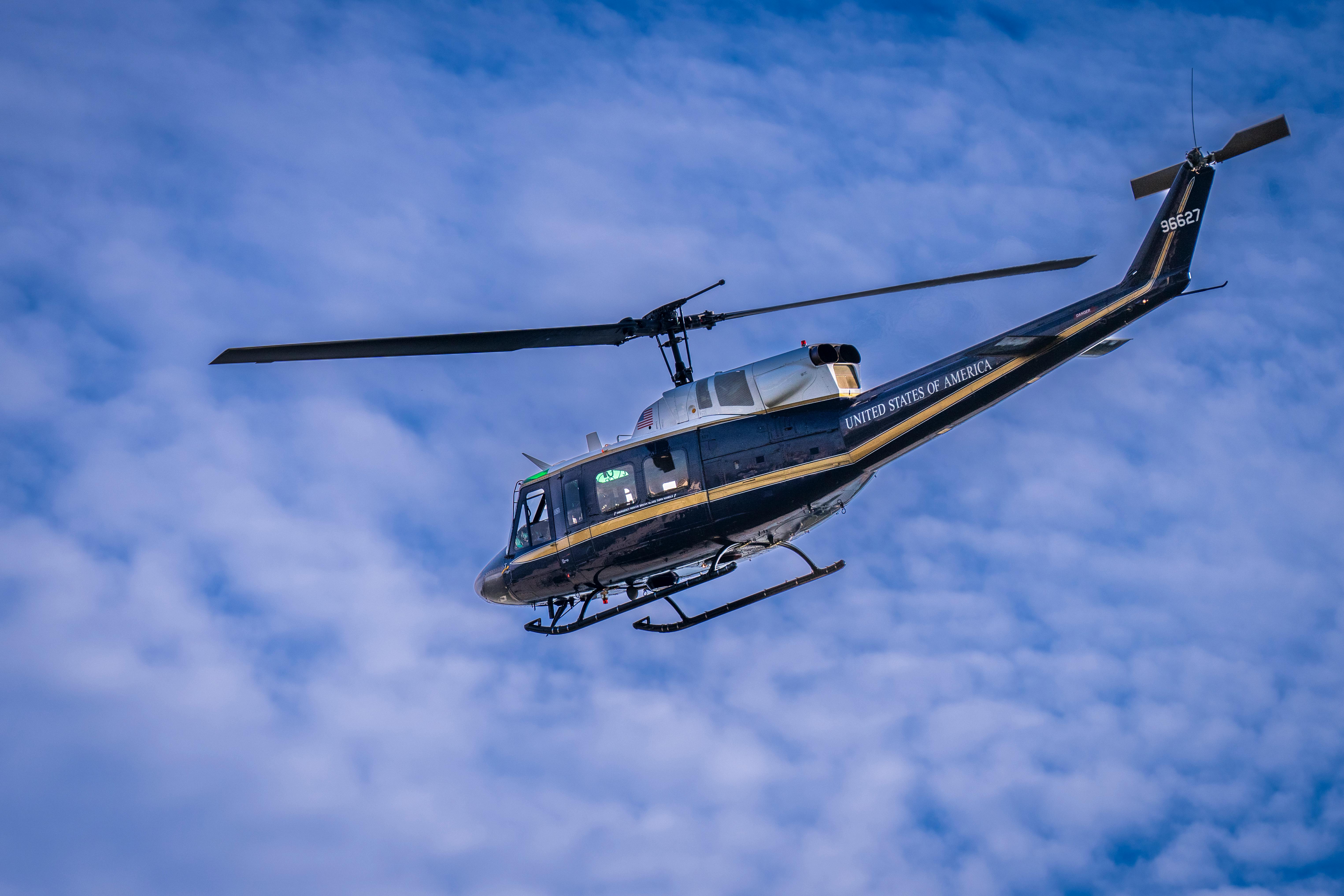Blue and Yellow Helicopter in the Sky · Free Stock Photo
