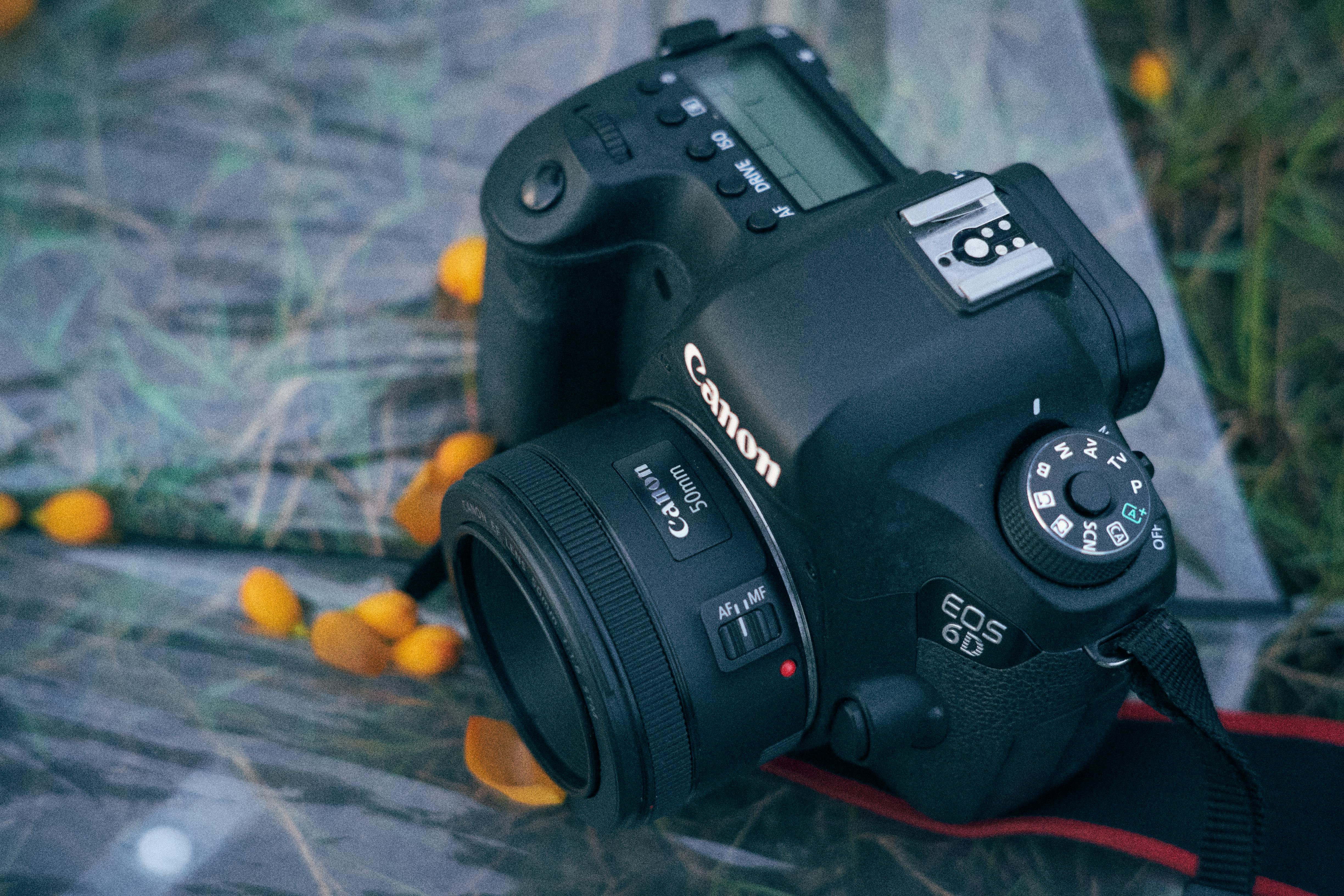 Close-Up Photo of a Black Canon Camera · Free Stock Photo