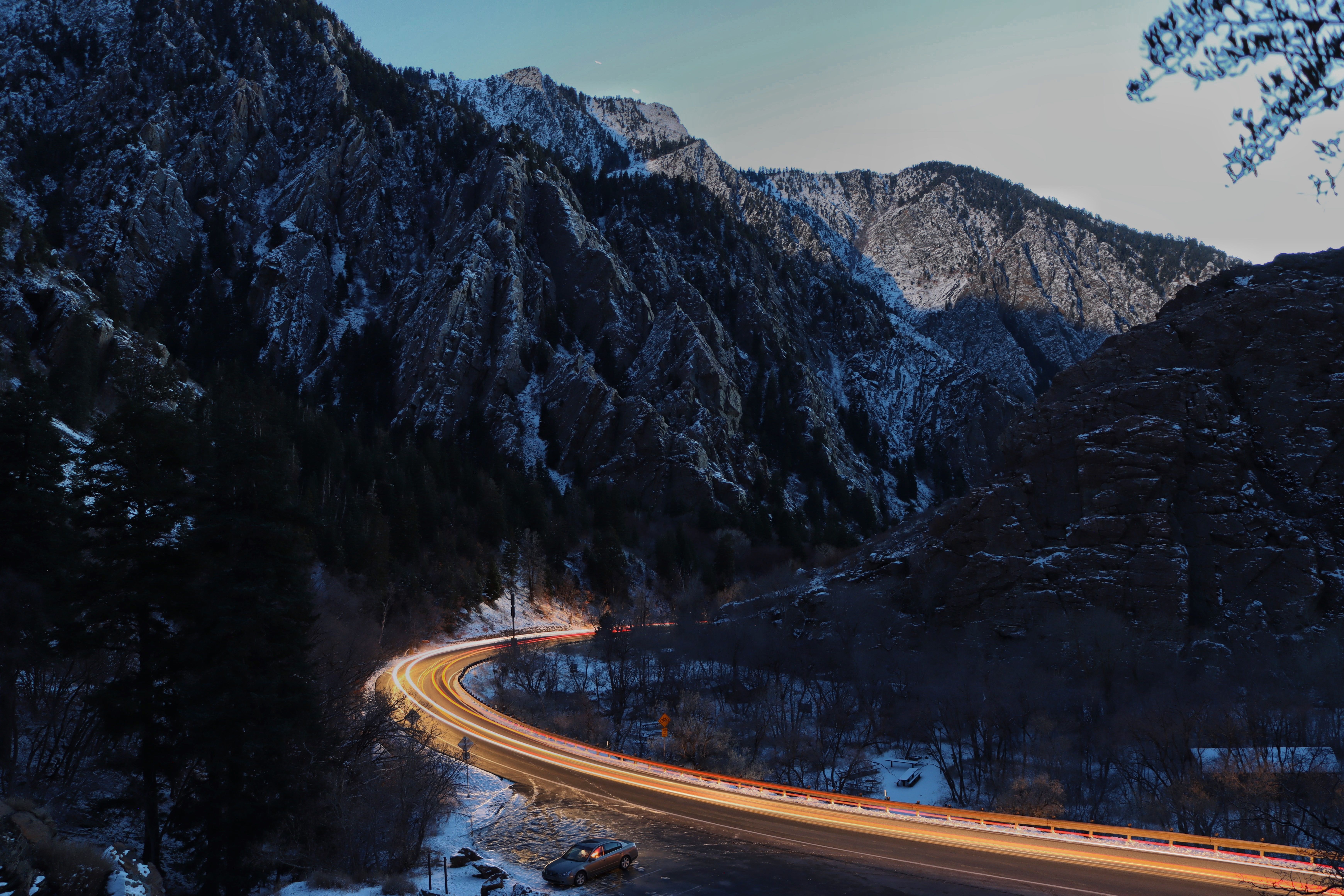 A Road in the Countryside with Light Trails · Free Stock Photo