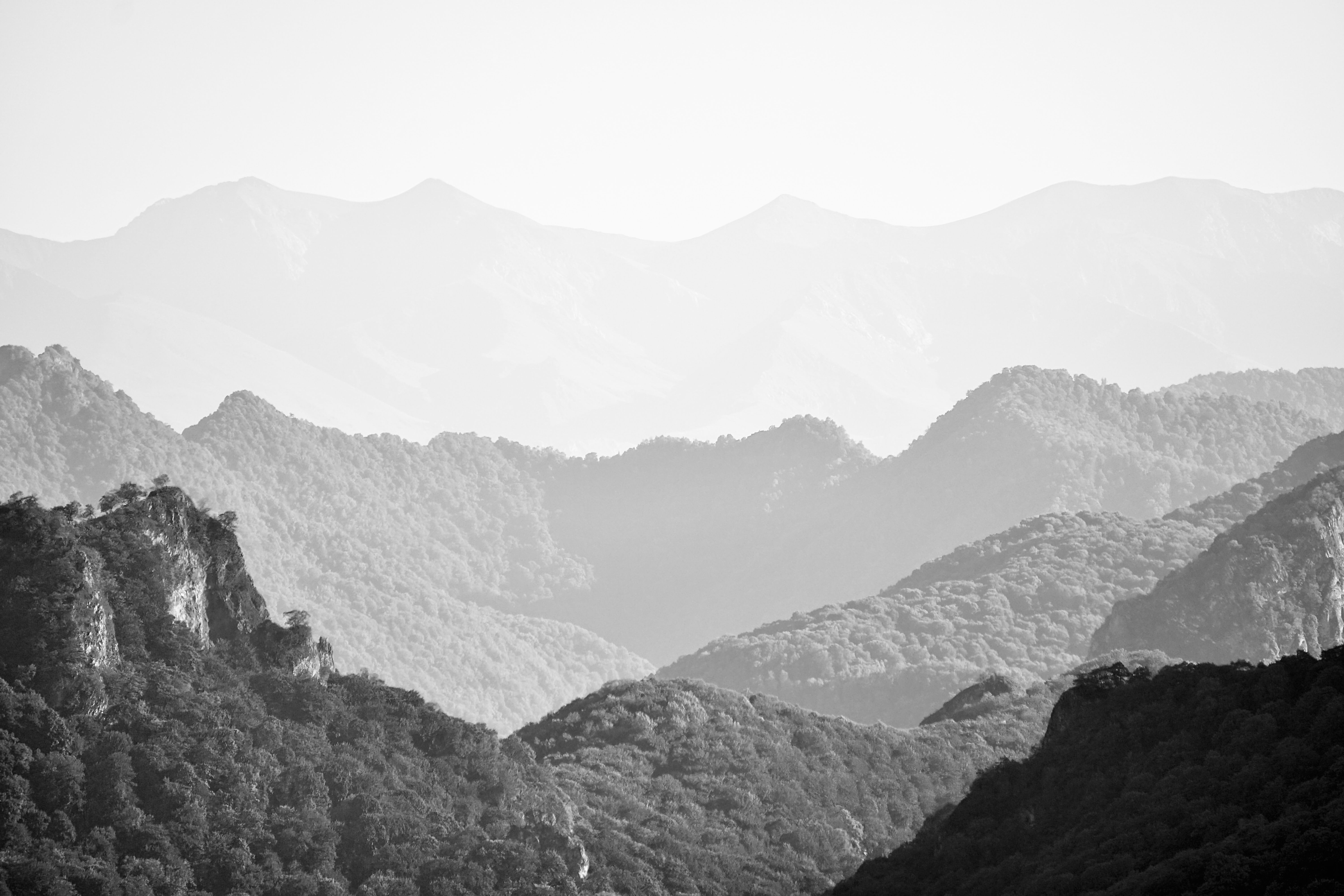 Grayscale Photo of Mountains · Free Stock Photo