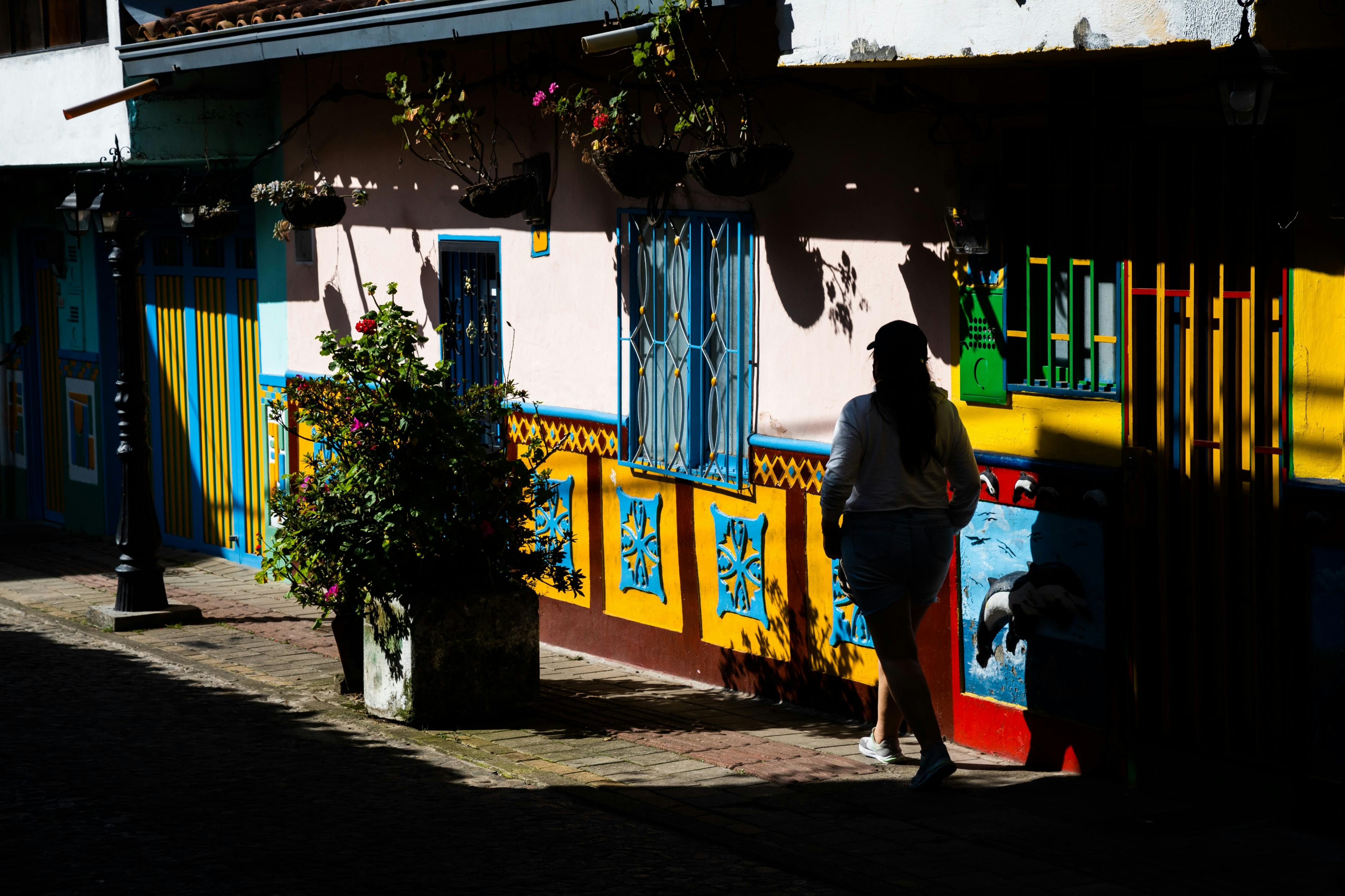 Woman Walking behind Building Walls · Free Stock Photo