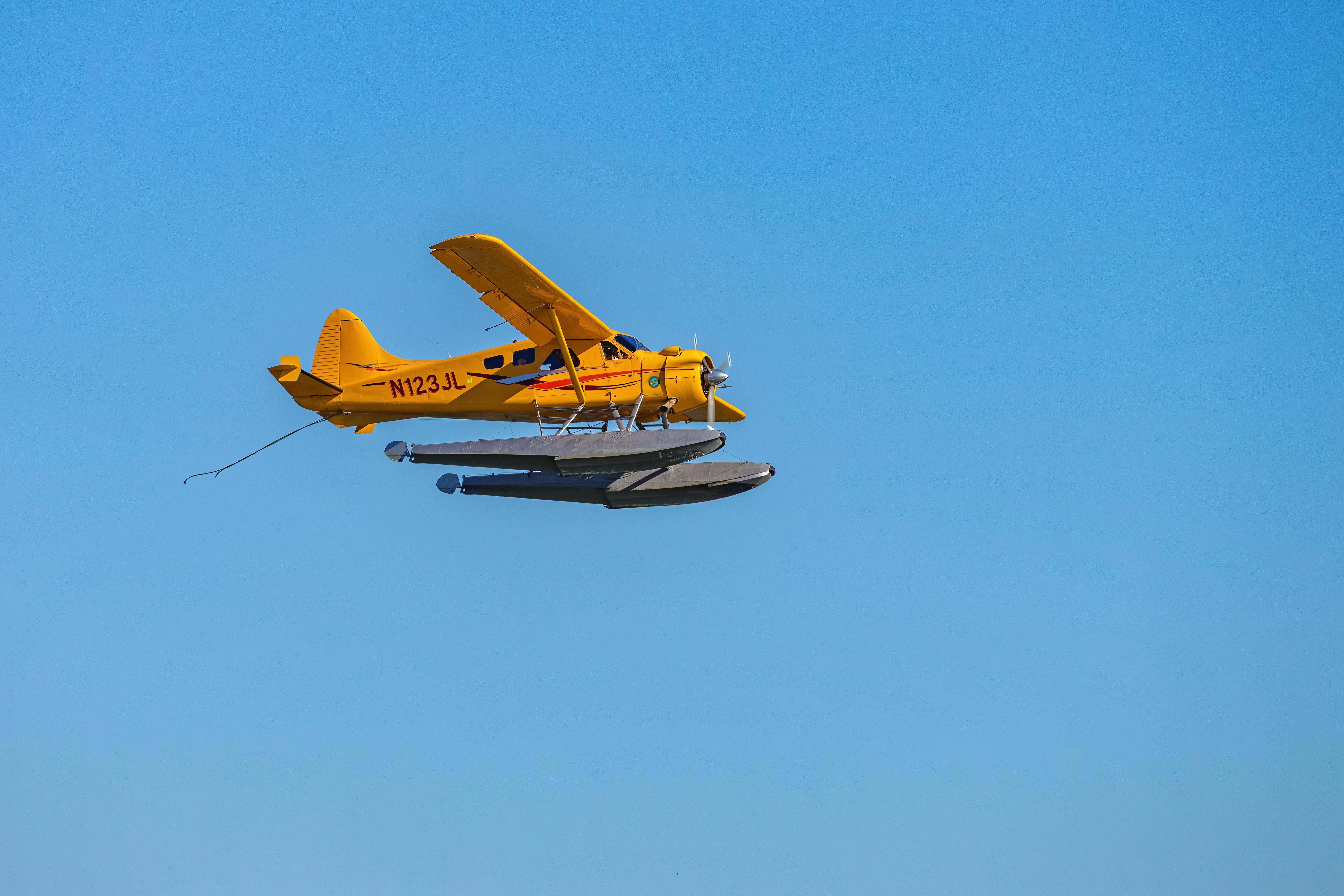 A Seaplane Across the Blue Sky · Free Stock Photo