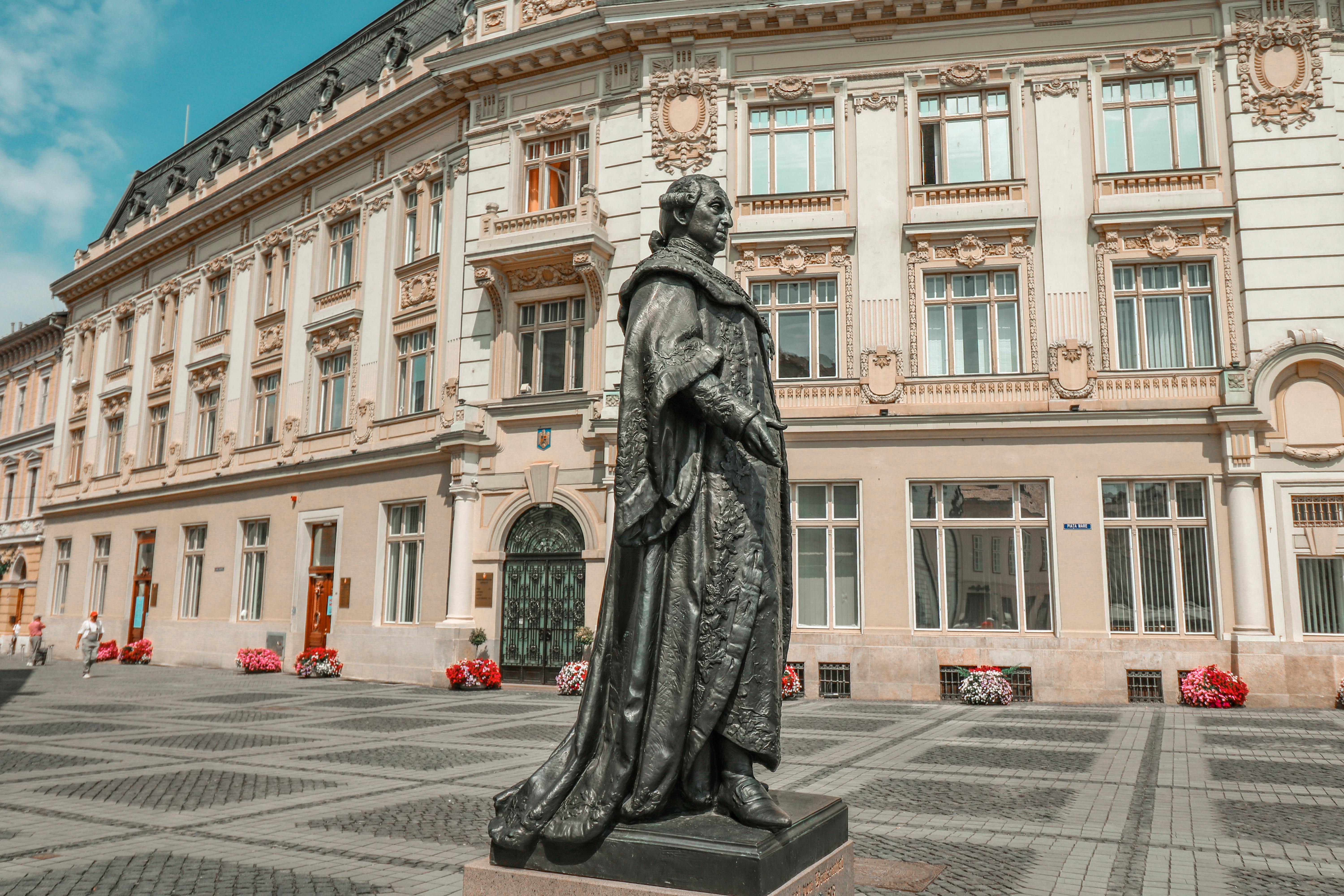 Statue in the Primaria Sibiu Square in Transylvania Romania · Free ...