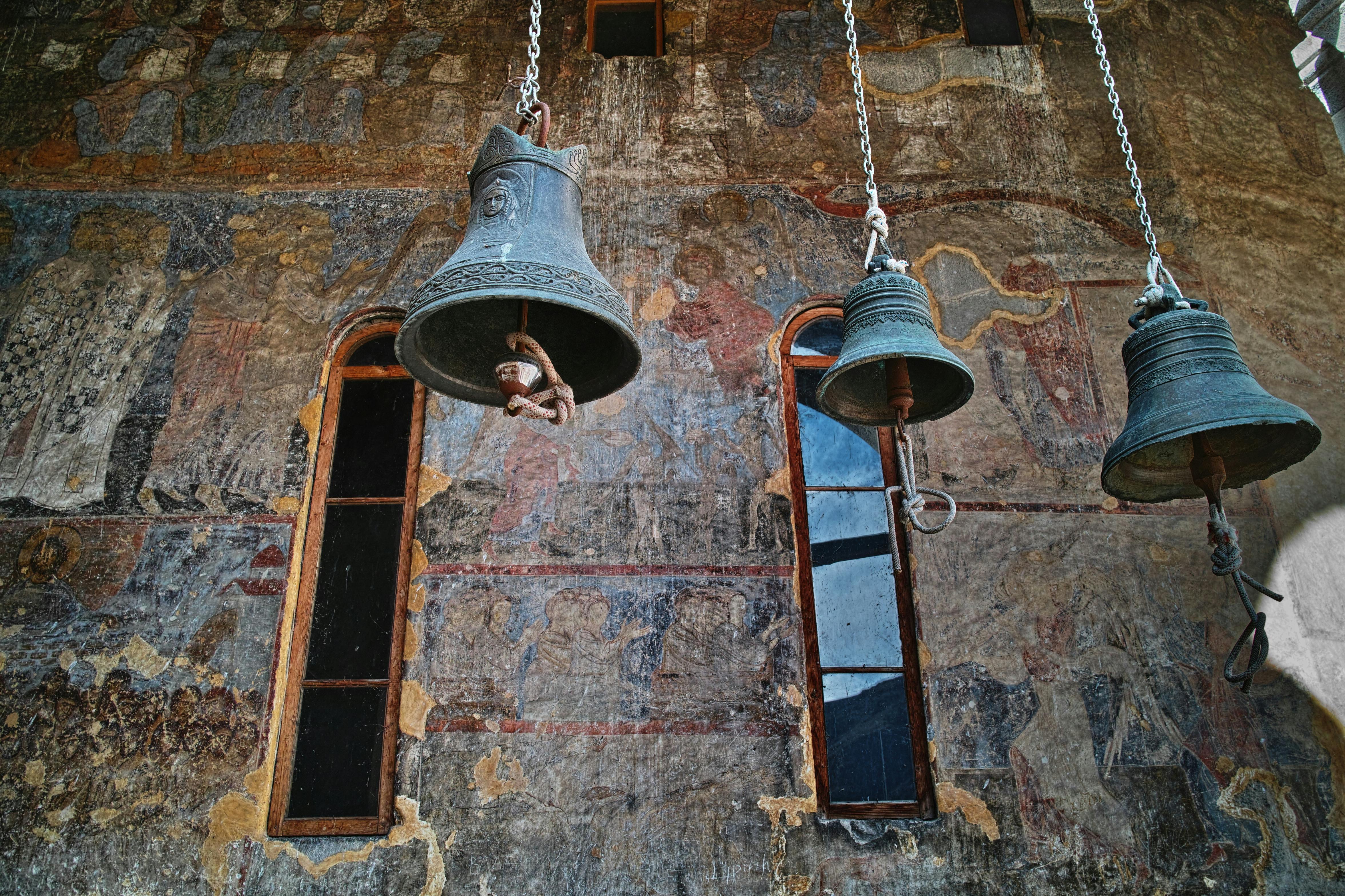 Bronze Church Bells Hanging on Rope · Free Stock Photo