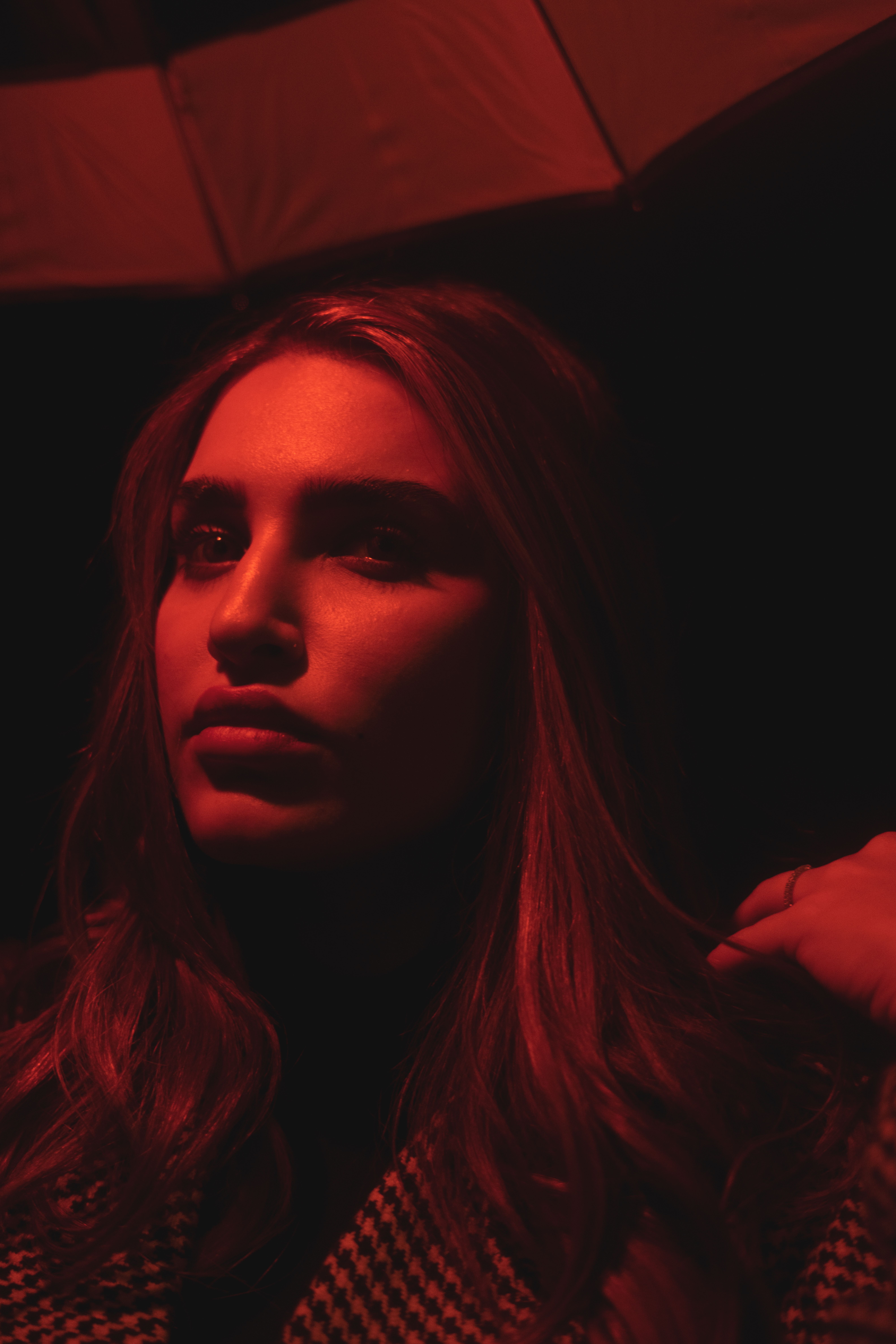 A Woman with Red Light · Free Stock Photo