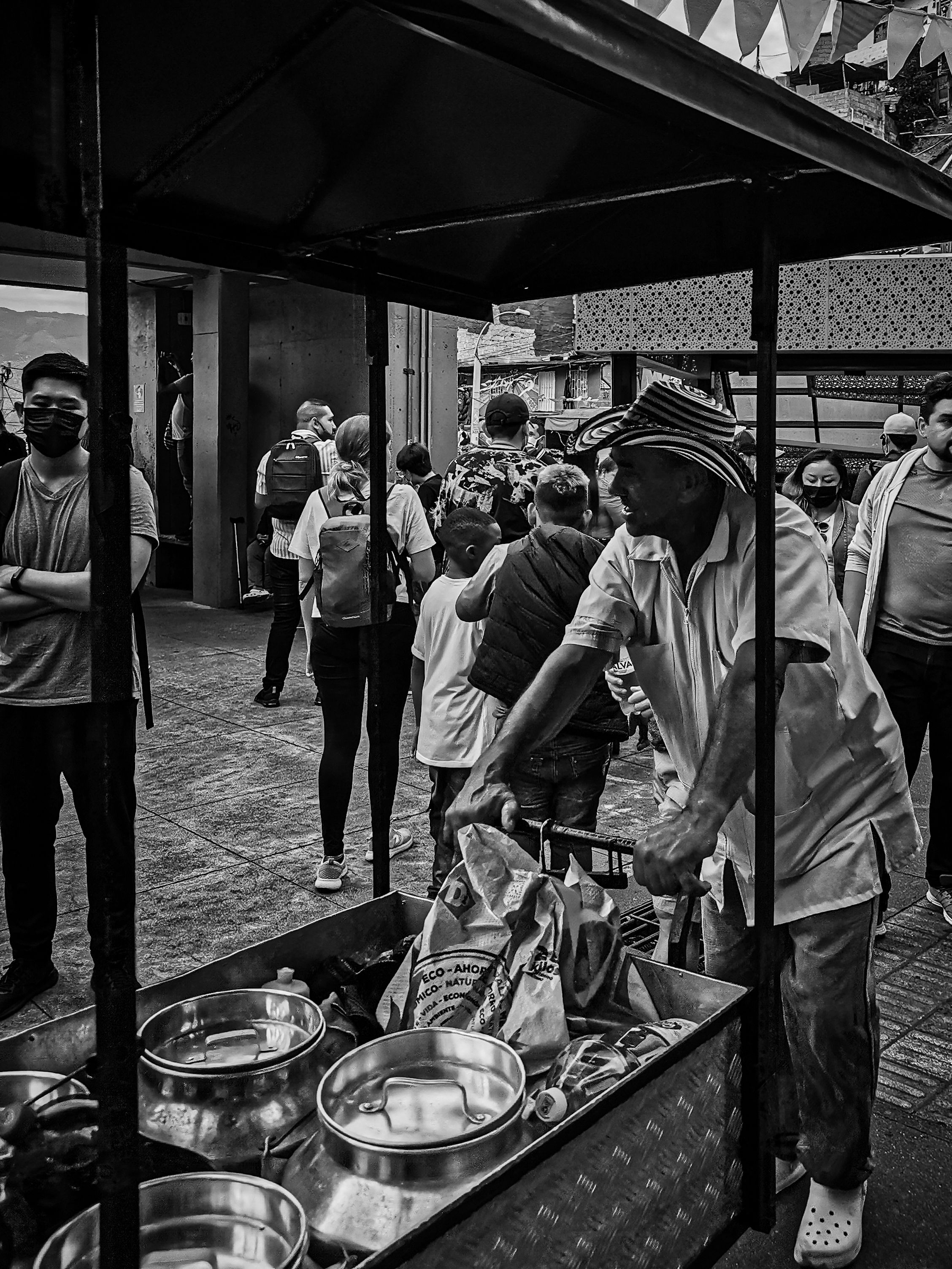 Grayscale Photo of People on the Street · Free Stock Photo