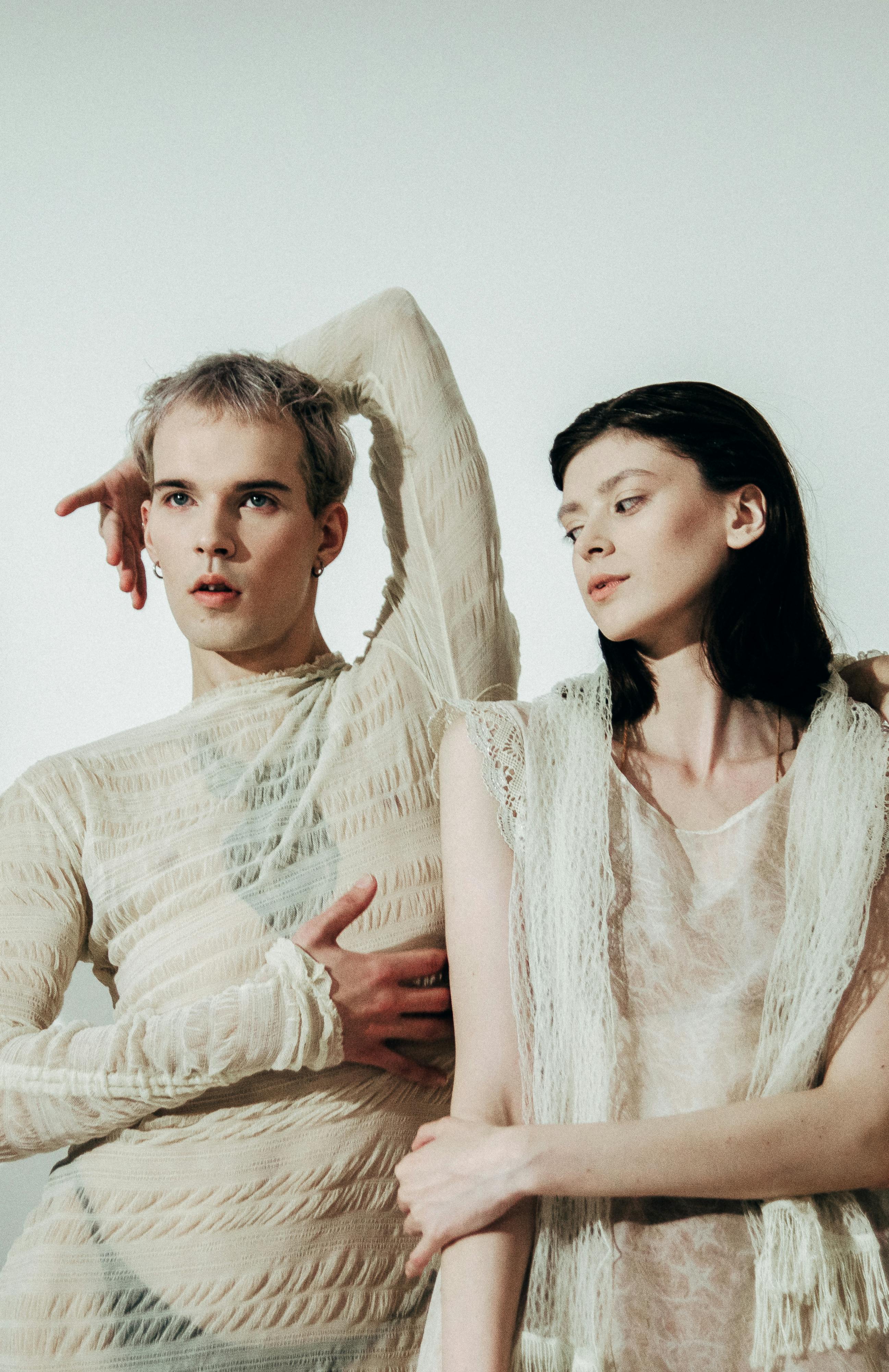 Women in Dresses on White Studio Background · Free Stock Photo