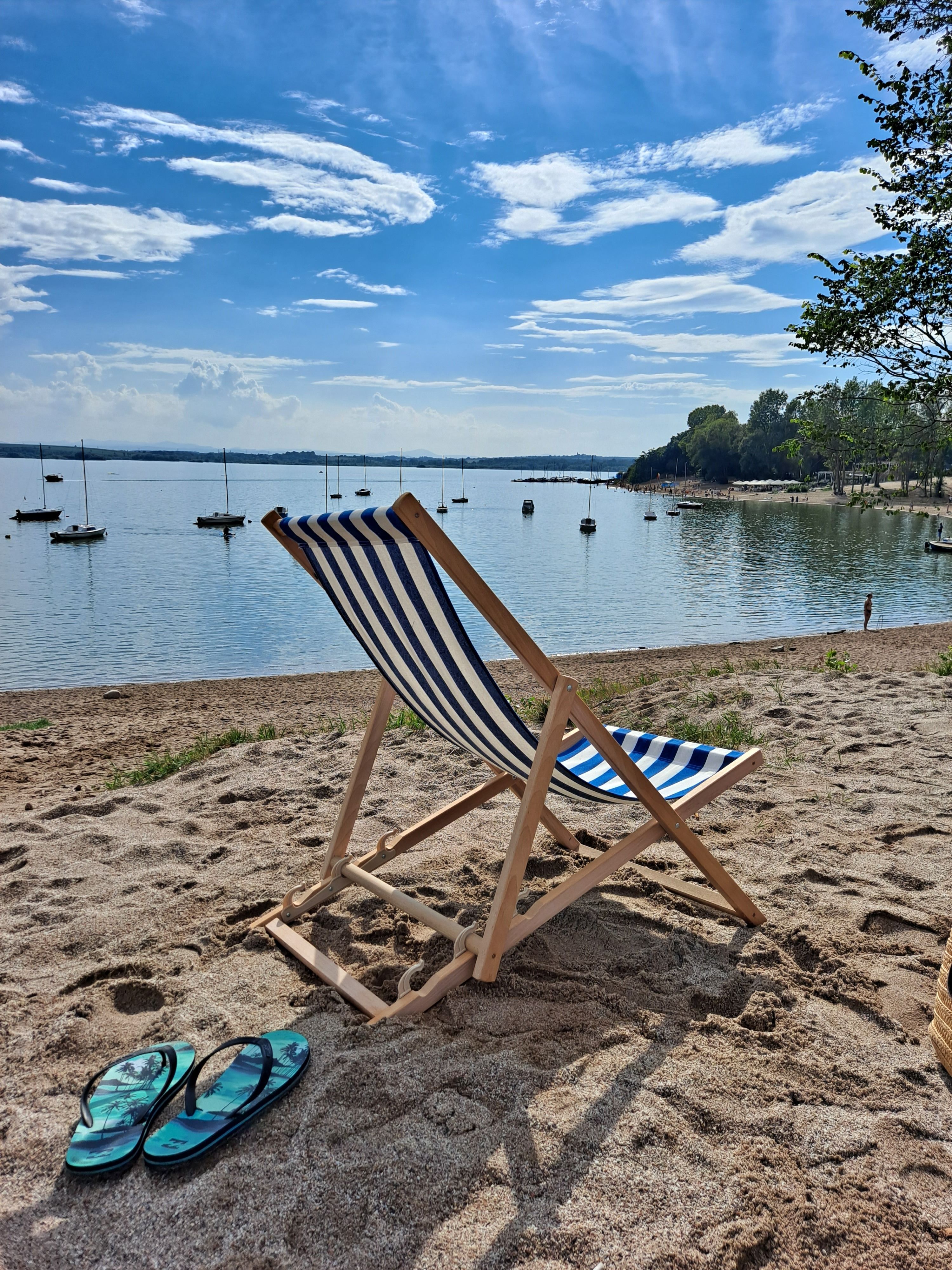 Brown Wooden Folding Chair on Beach · Free Stock Photo