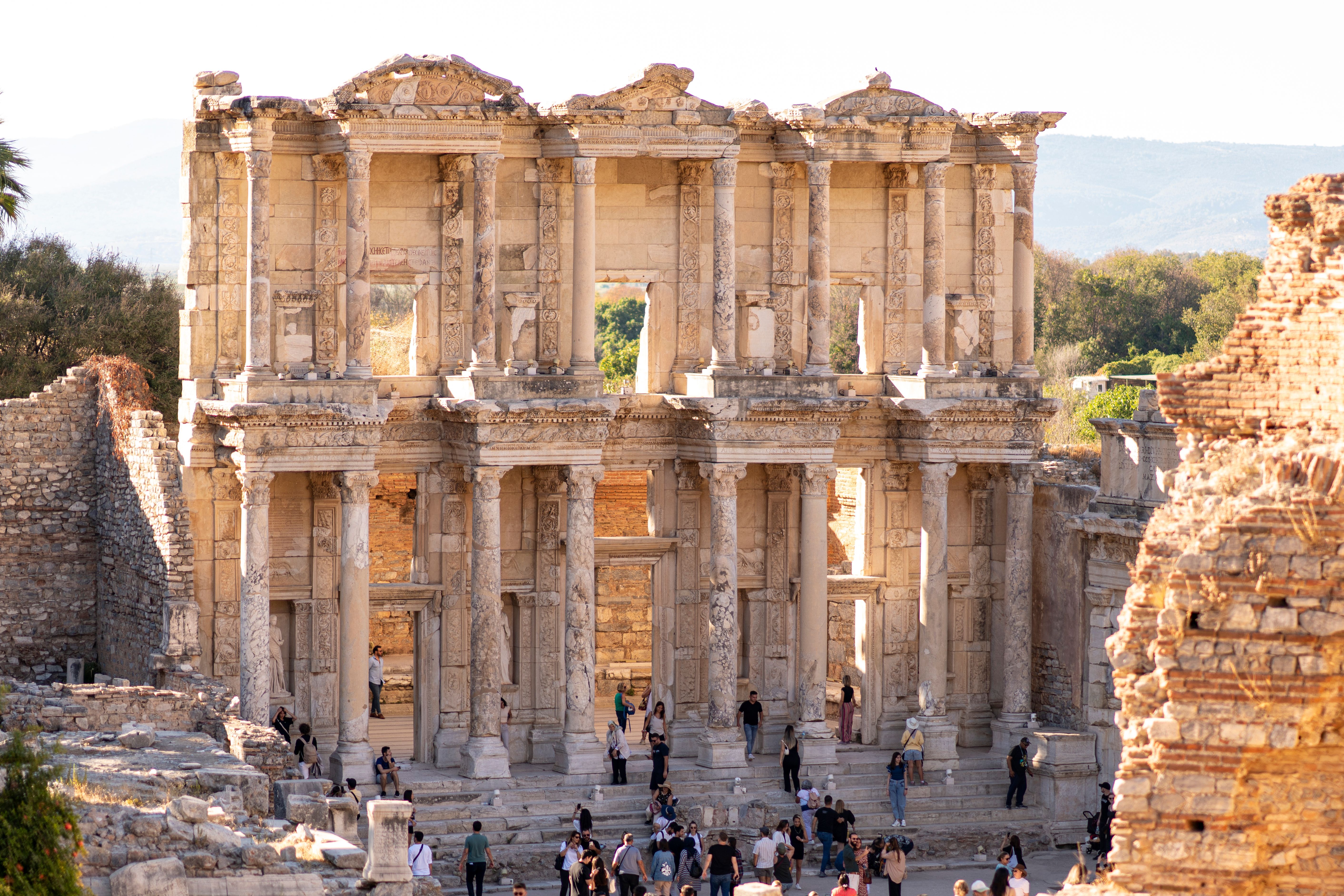 People Standing Outside the Library of Celsus in Turkey · Free Stock Photo