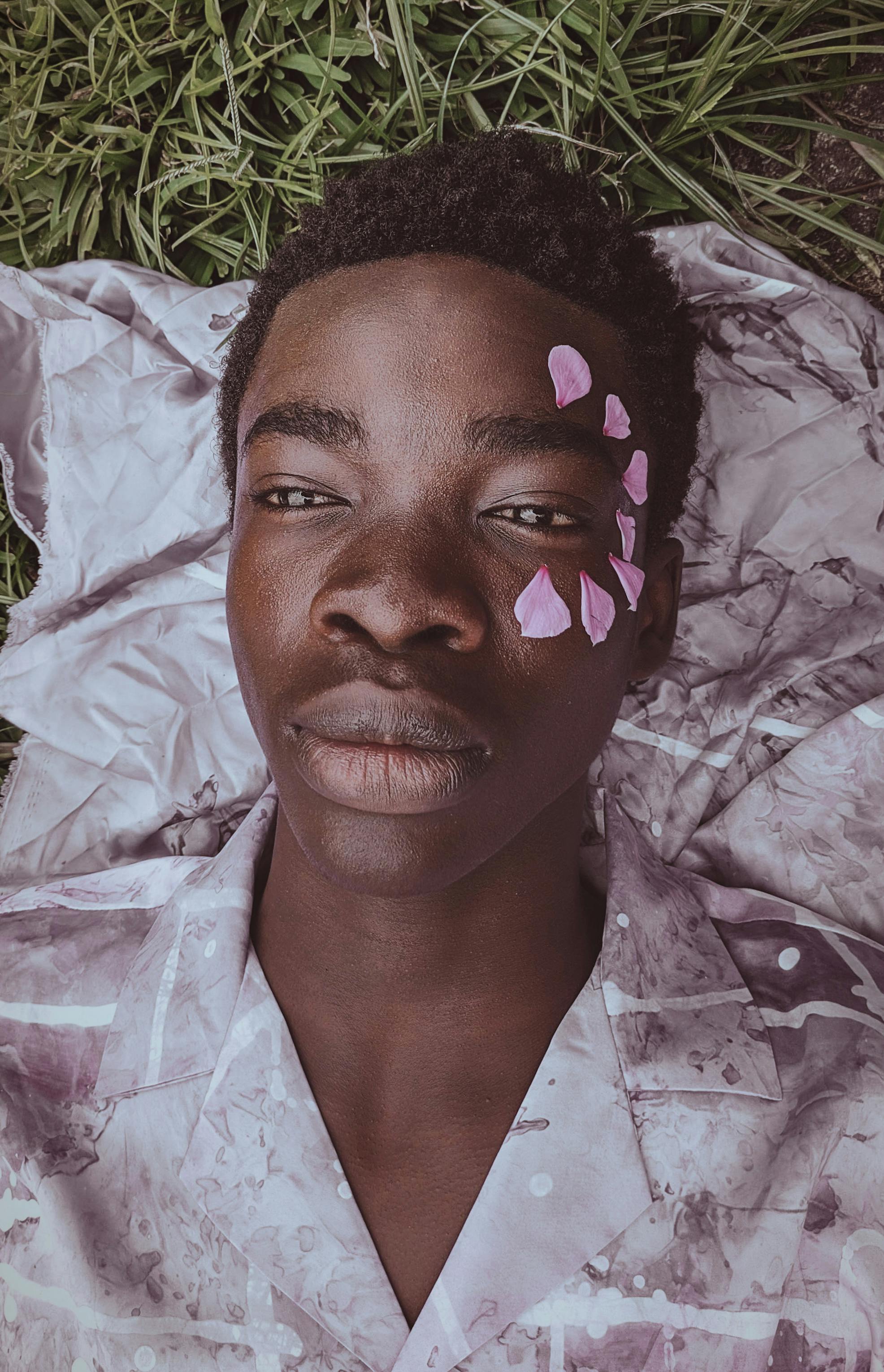 A Man with Flower Petals on the Face · Free Stock Photo