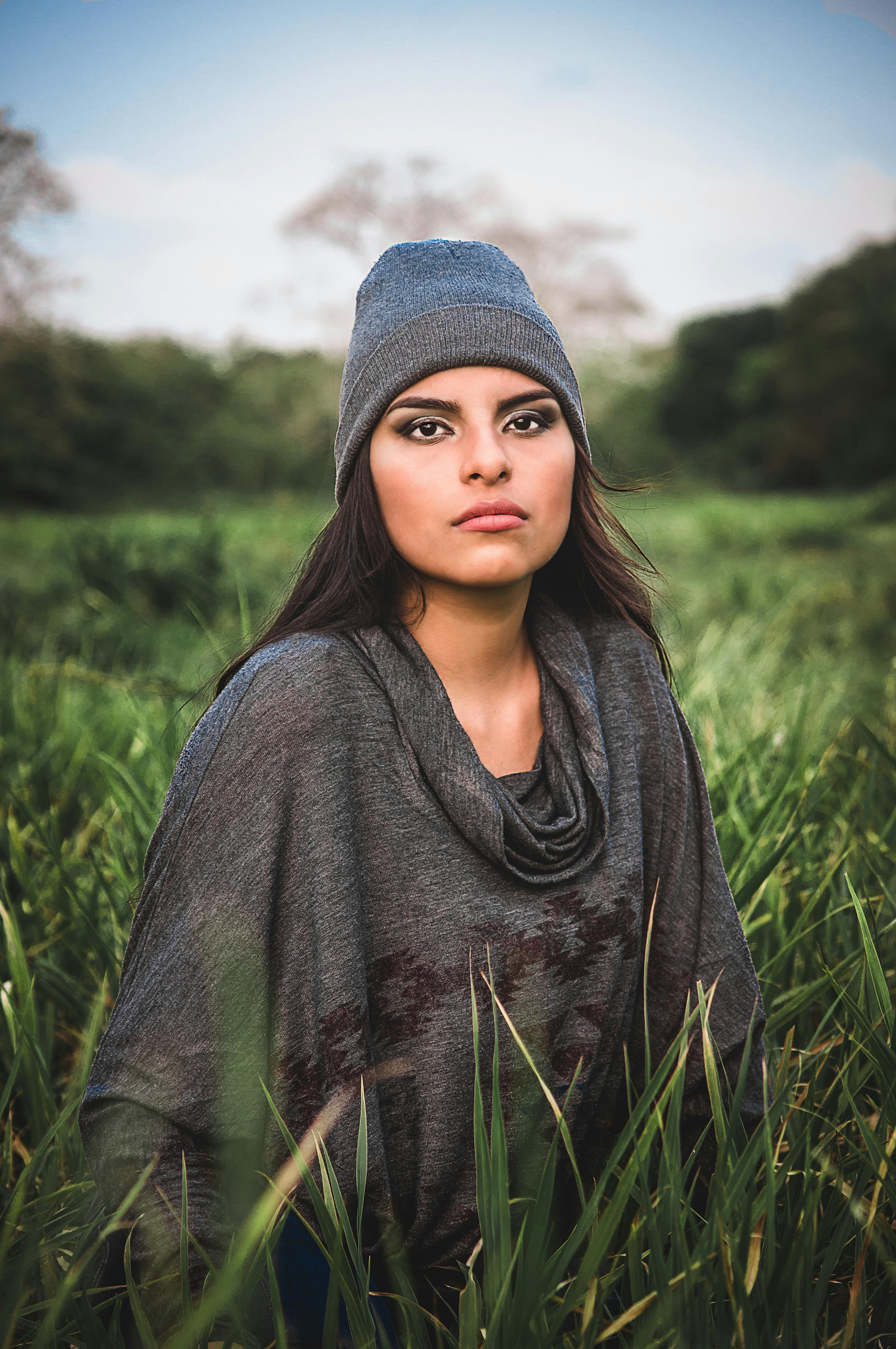 Portrait of a Beautiful Woman Wearing Gray Beanie · Free Stock Photo