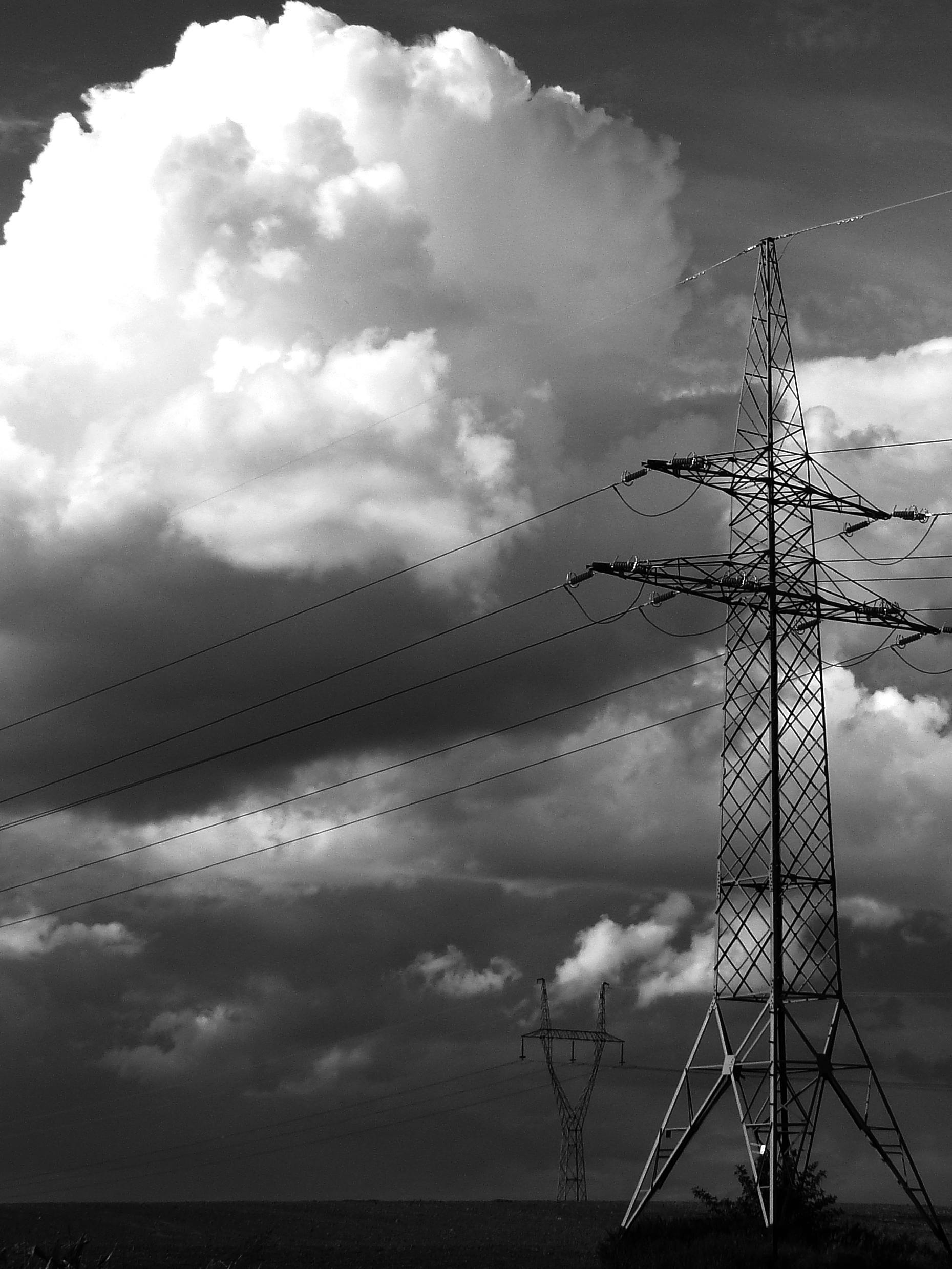 Grayscale Photo of Electrical Lines · Free Stock Photo