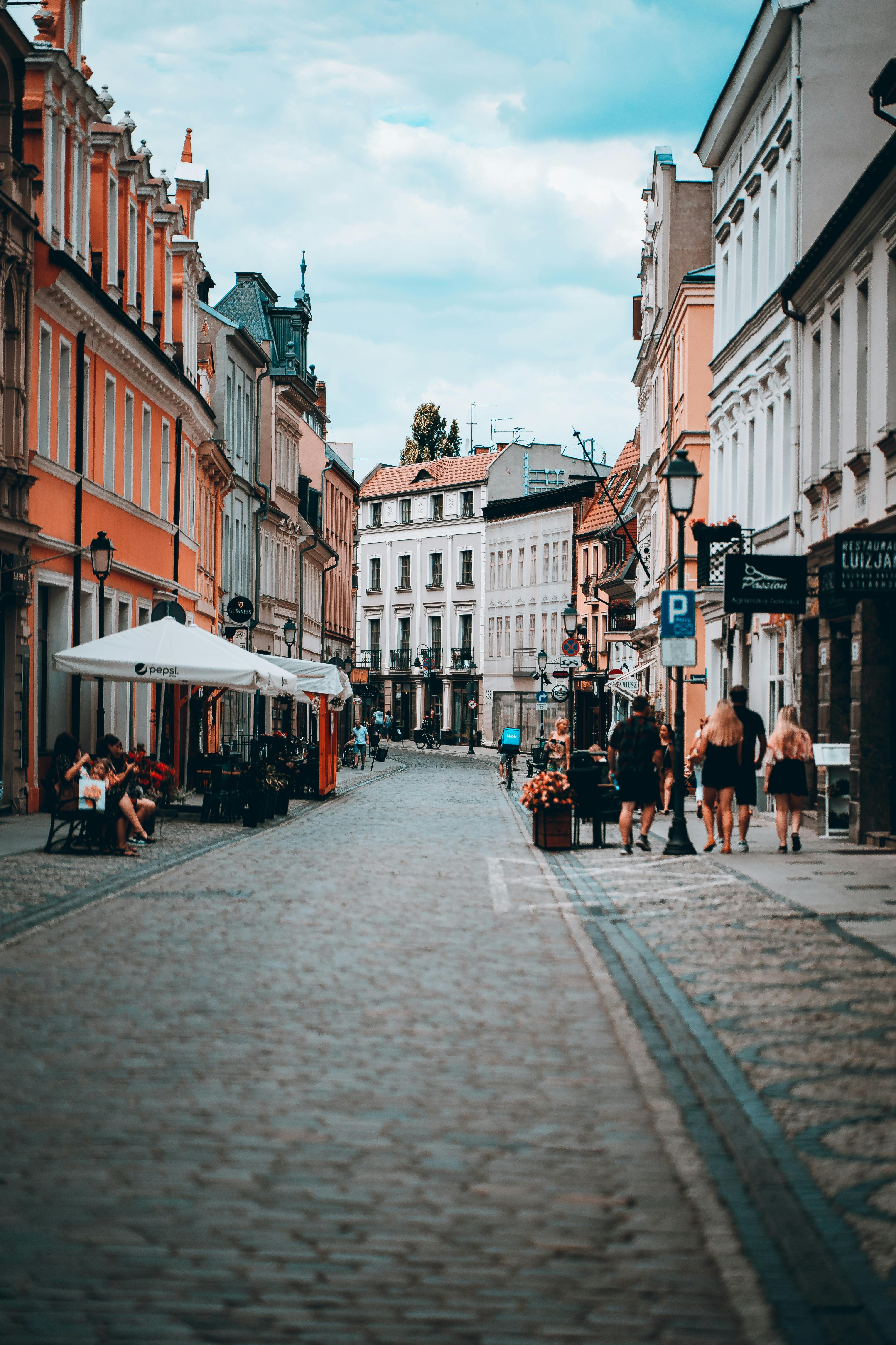Colorful Houses in an Inclined Street · Free Stock Photo