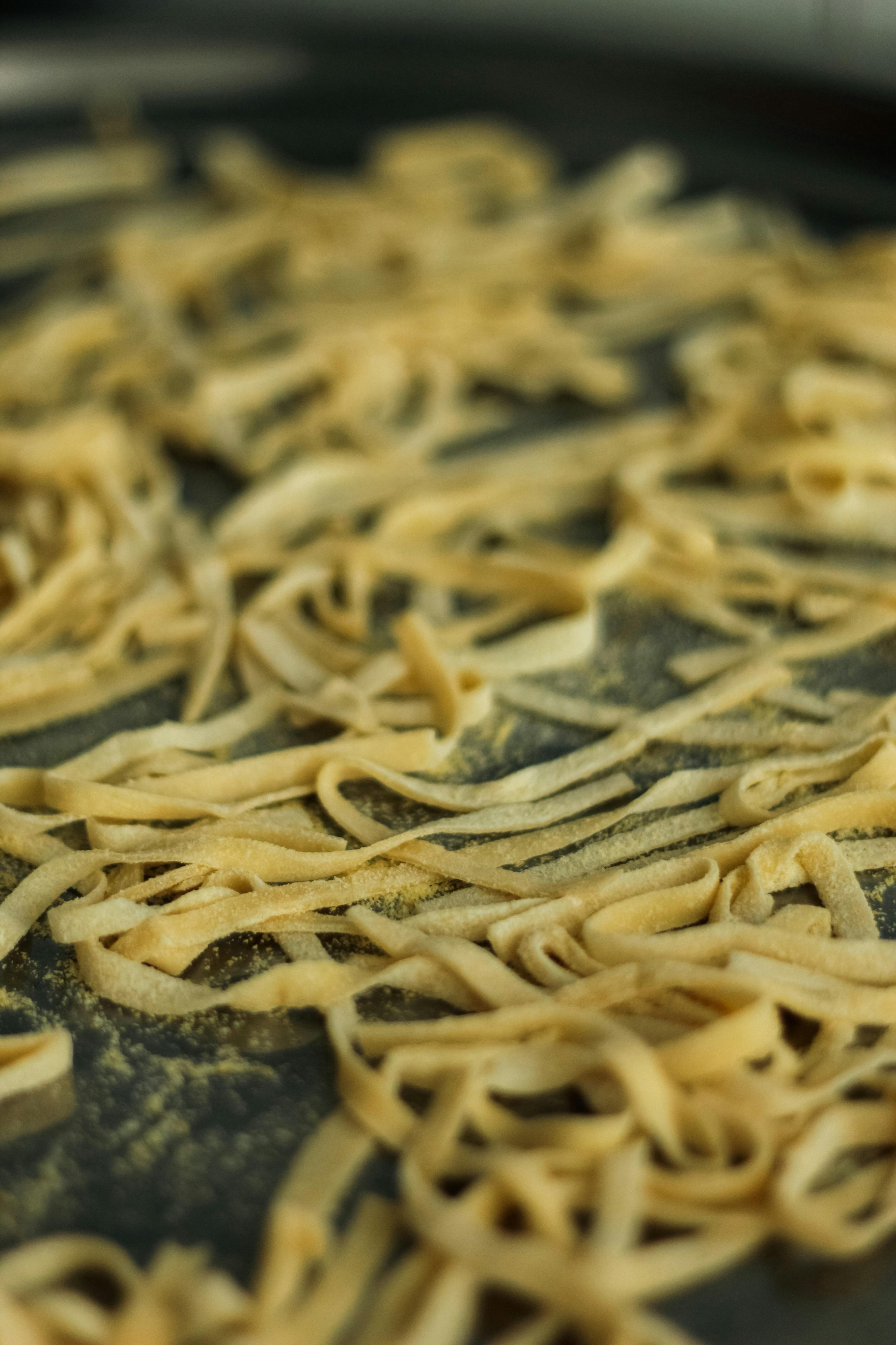Raw Handmade Fettuccine Pasta · Free Stock Photo