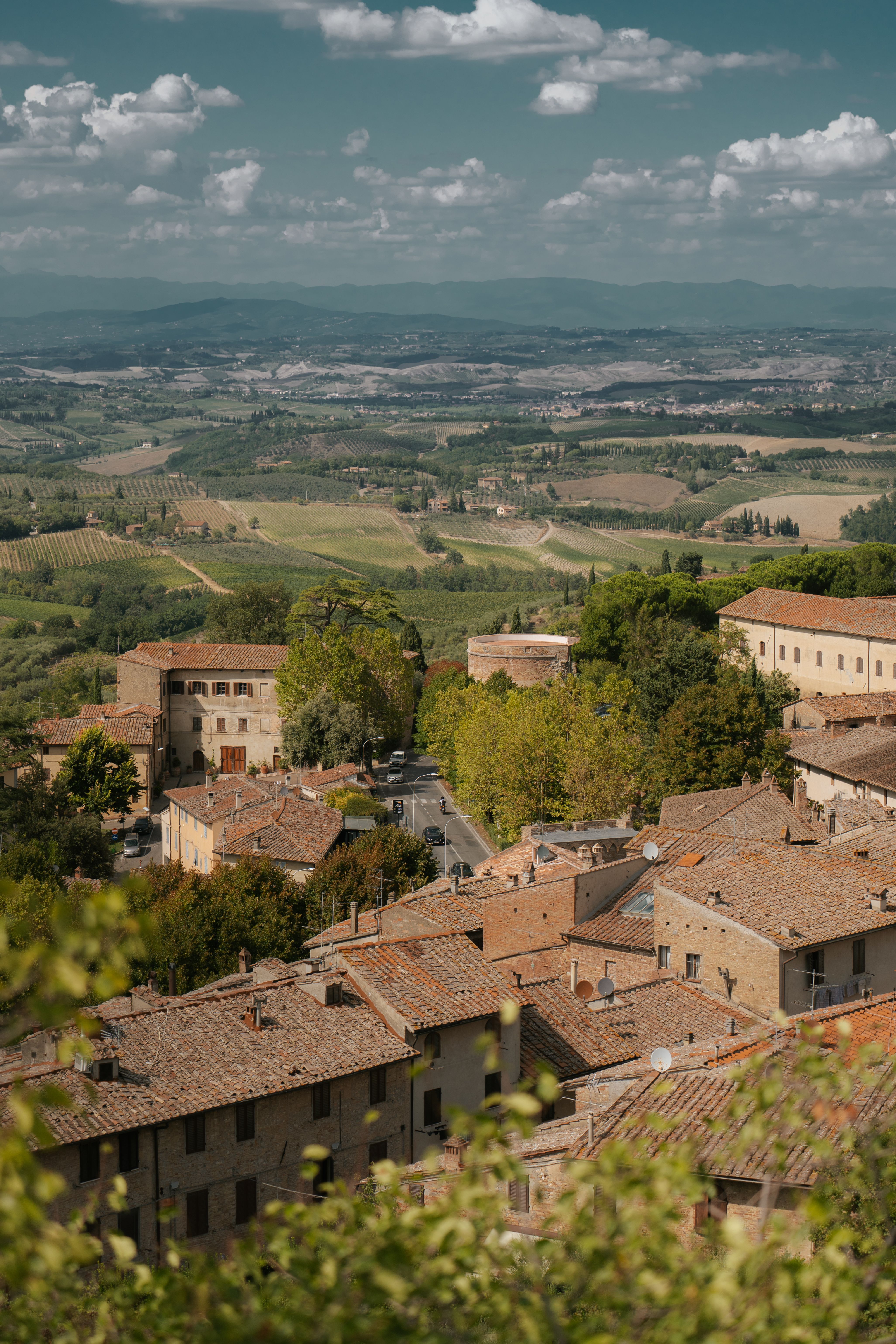 Panorama of an Old Town Rooftops and Hilly Valley in Tuscany, Italy ...