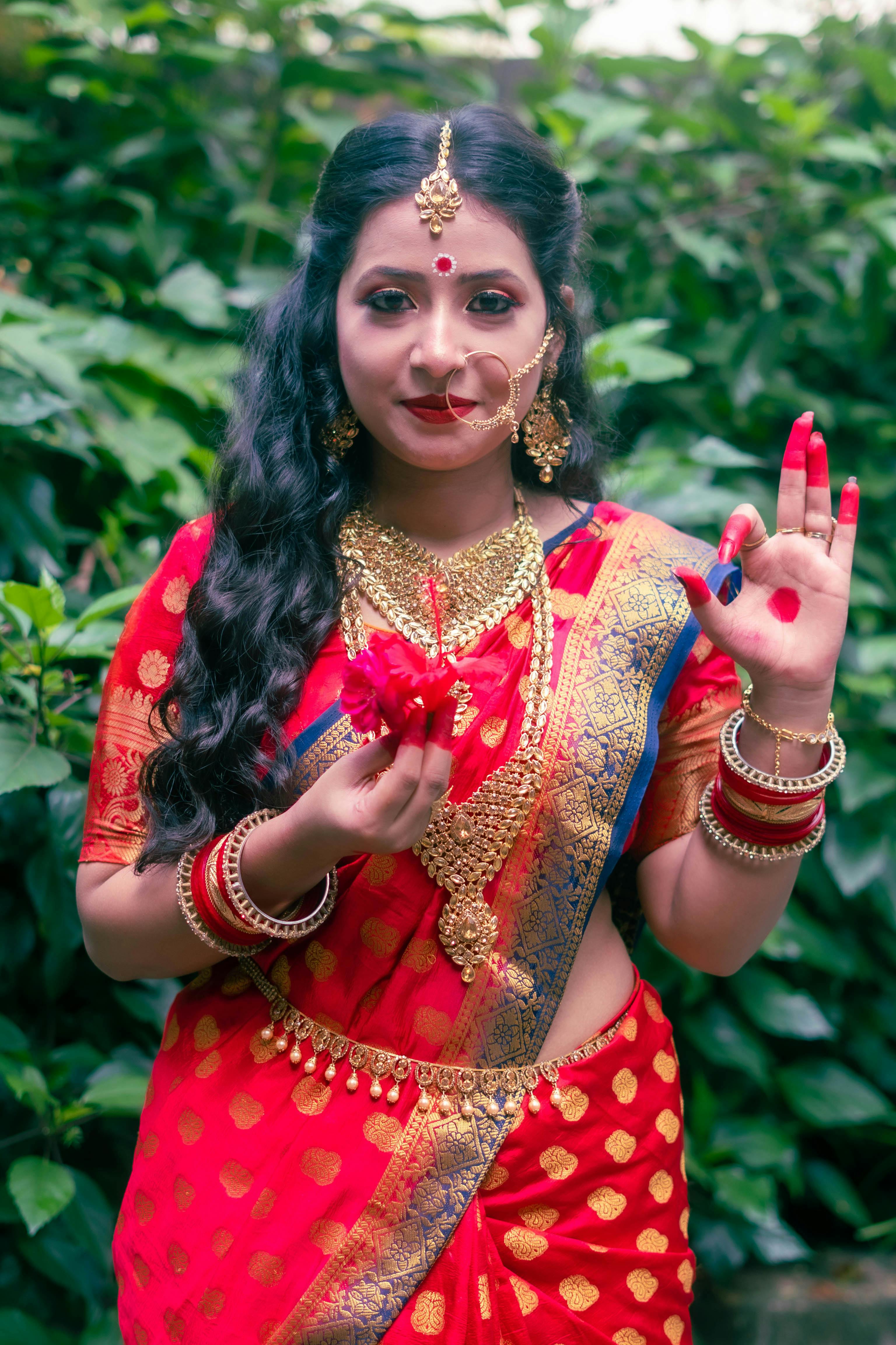 Portrait of Woman Wearing Traditional Indian Outfit · Free Stock Photo