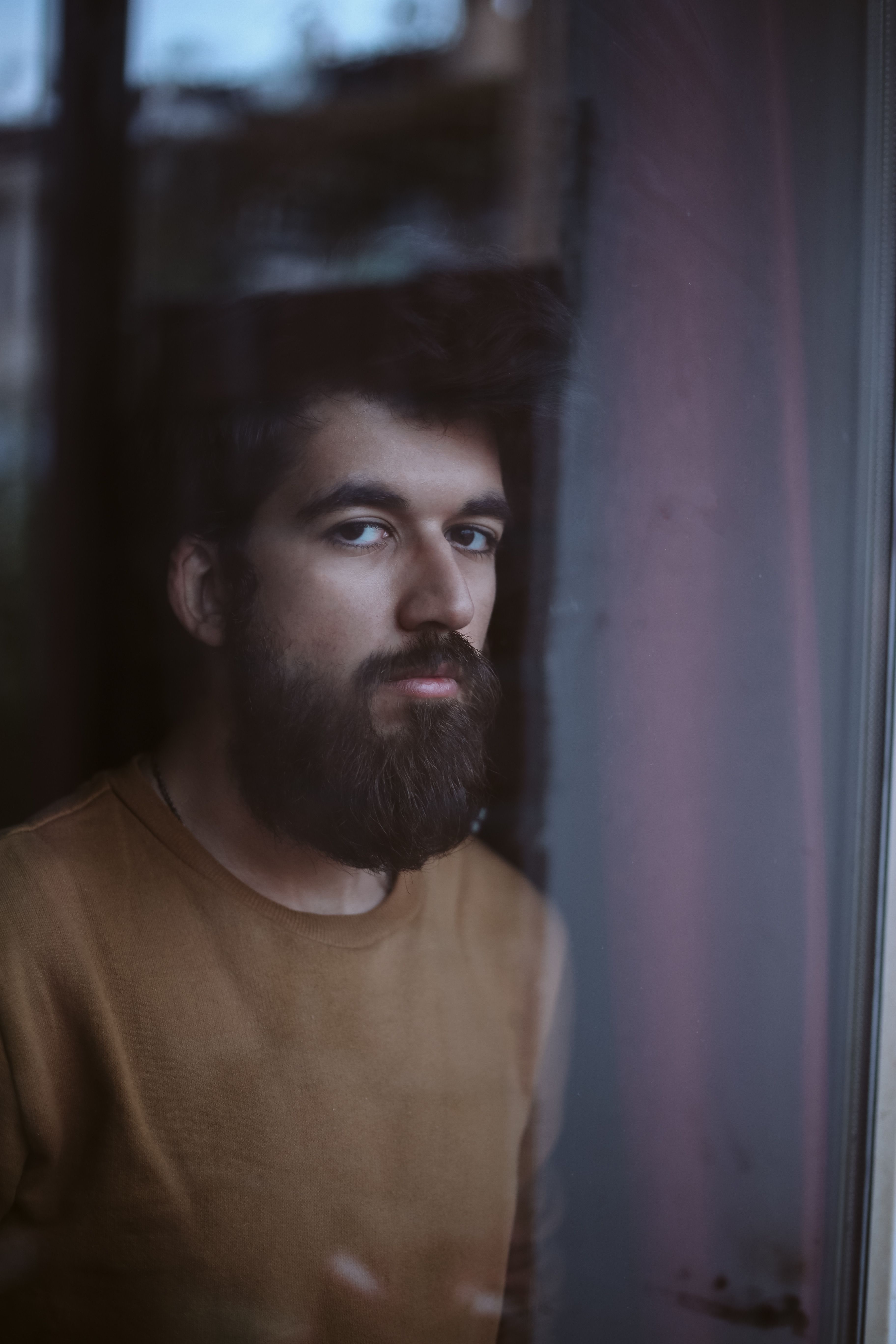 A Bearded Man in a Brown Shirt · Free Stock Photo