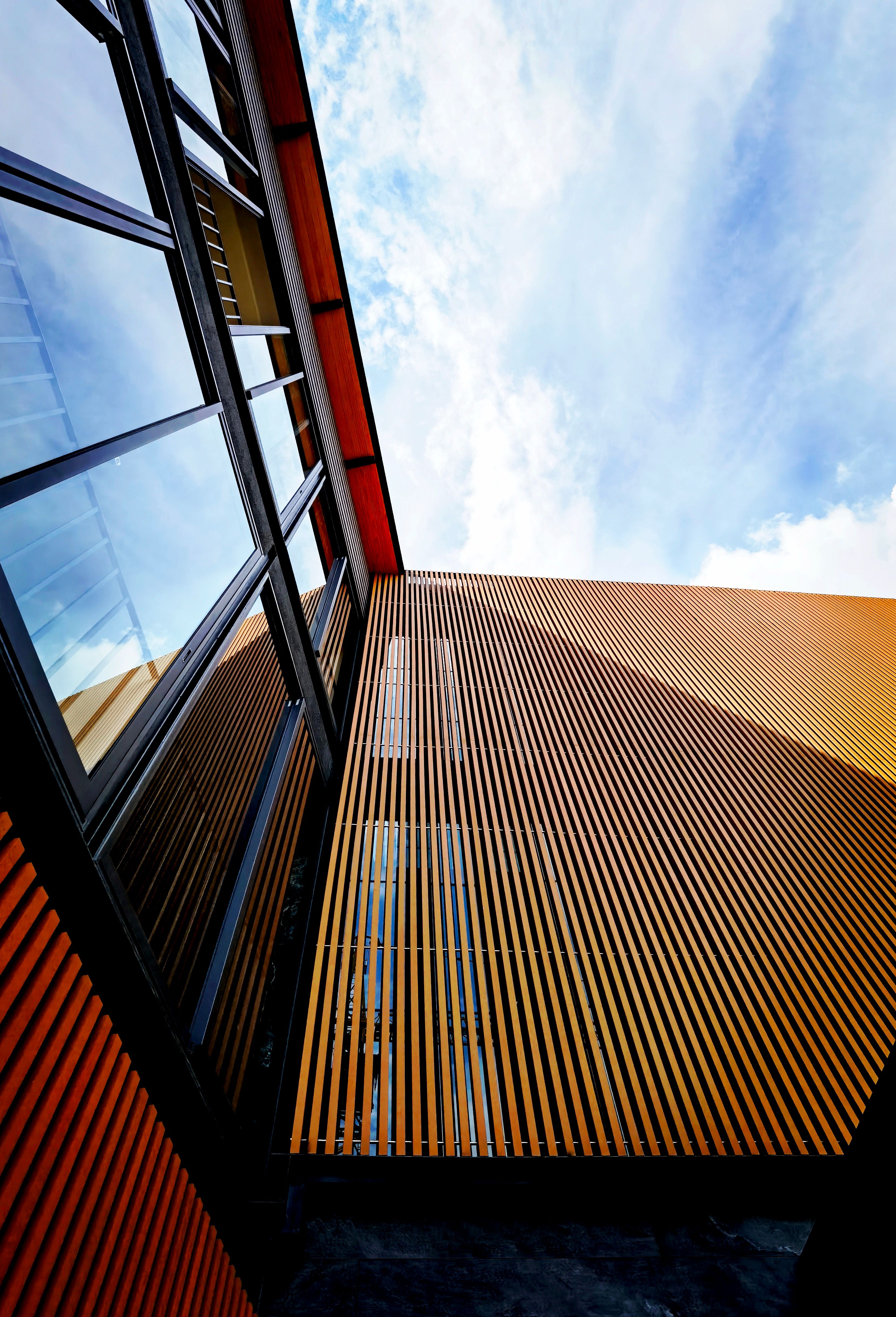 Low Angle Shoot of a Modern Building, and Sky Reflecting in a Window ...