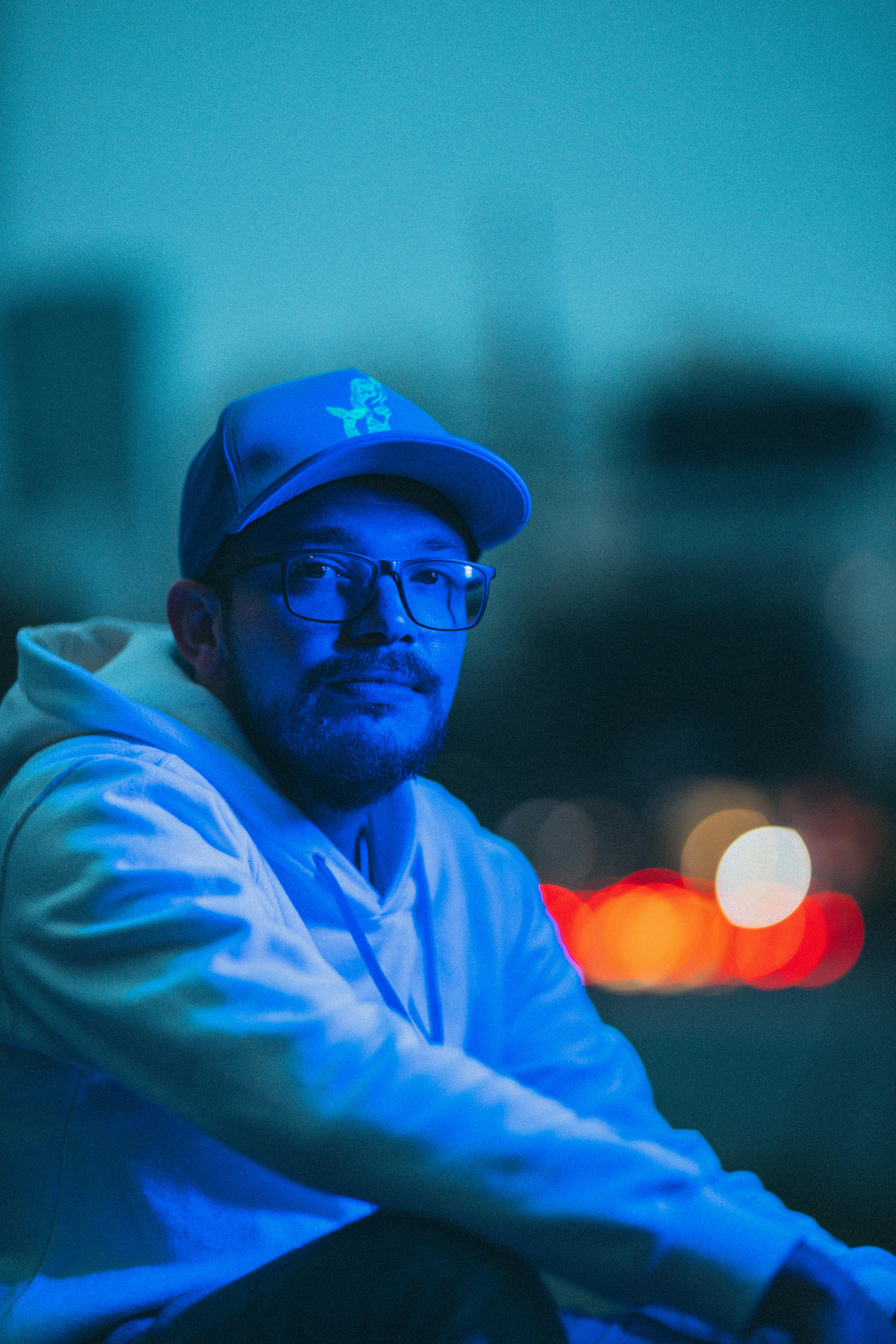 Portrait of Man under Blue Light · Free Stock Photo