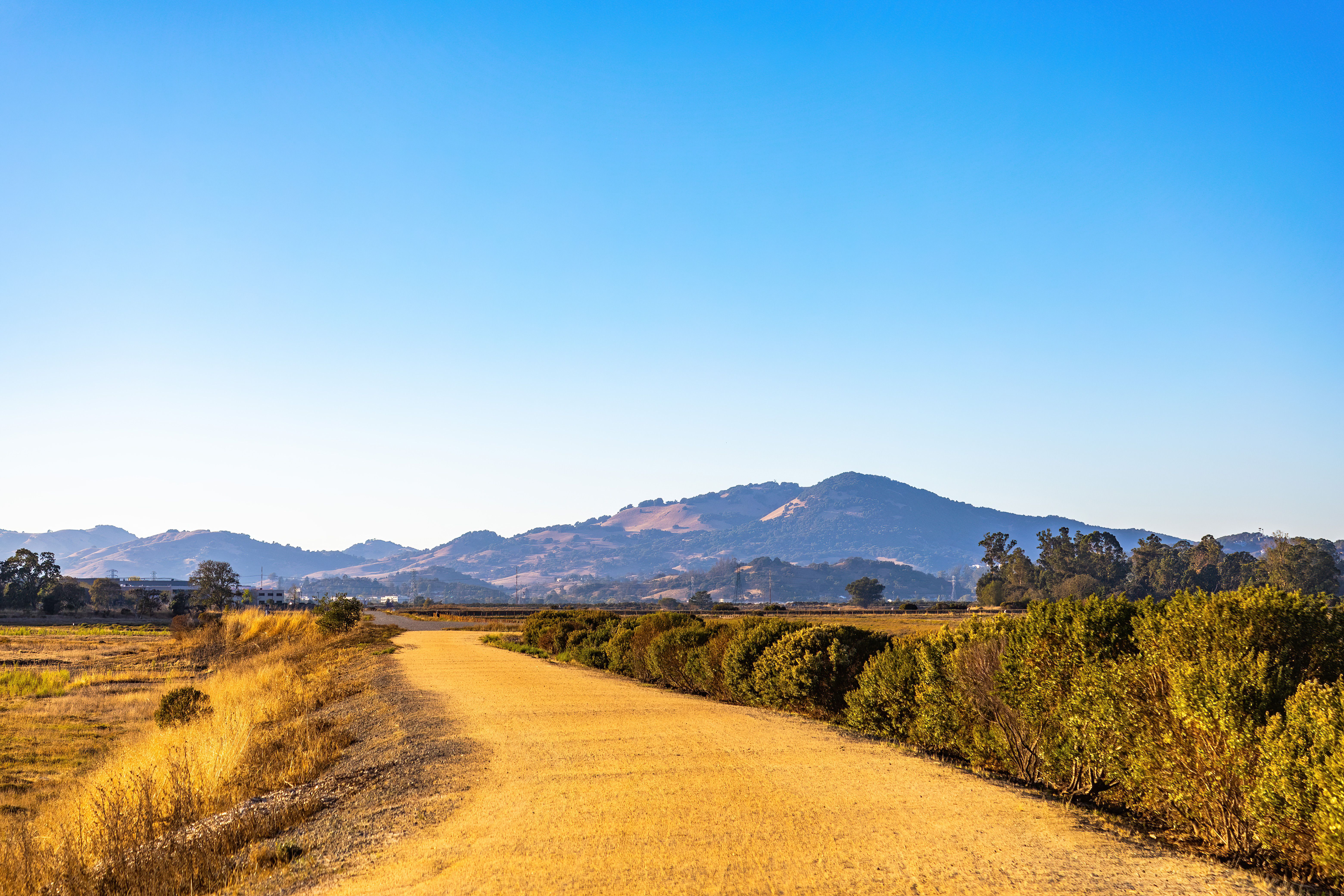 Brown Grass Field Near Mountain Under Blue Sky · Free Stock Photo