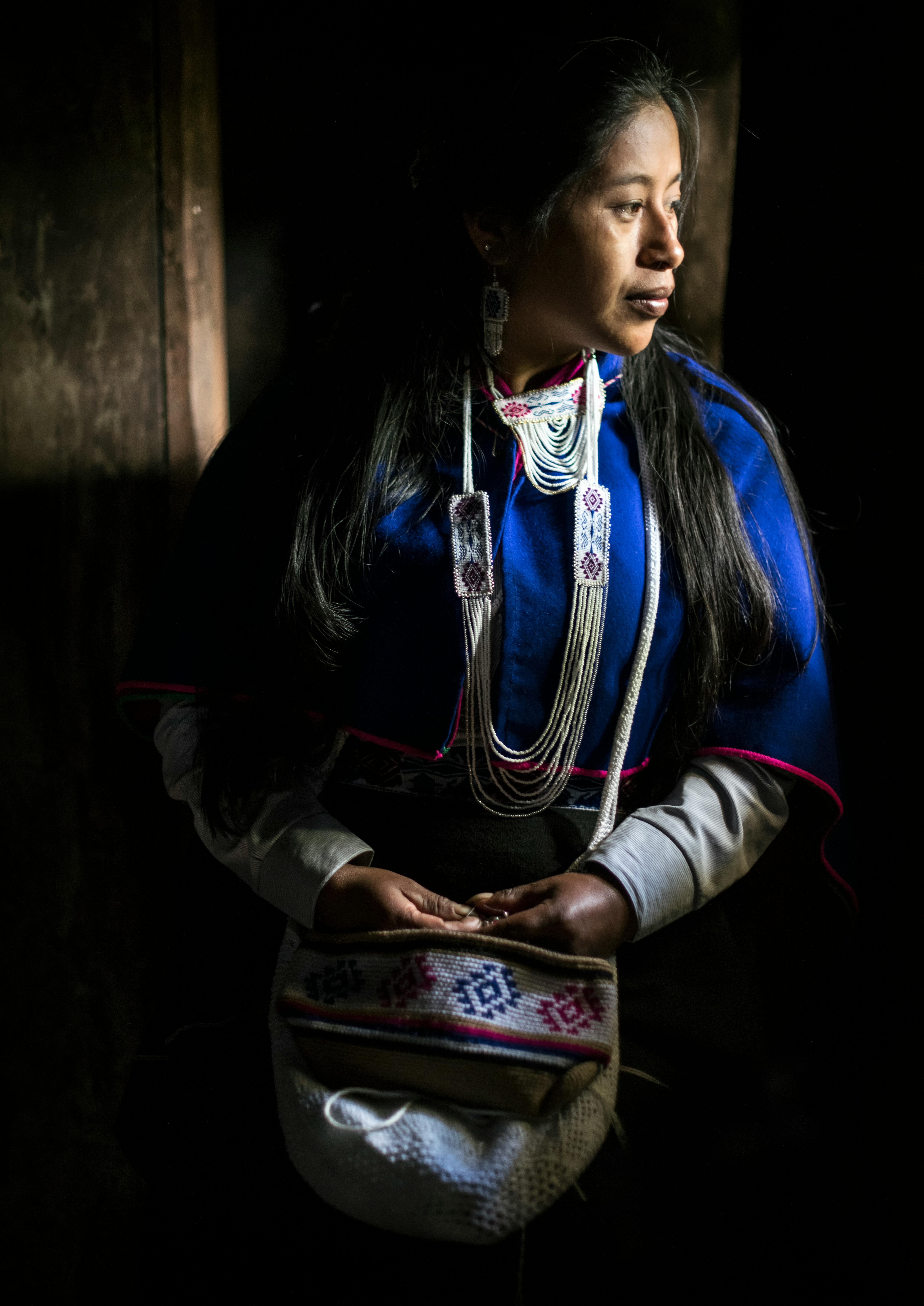 Free stock photo of artisanal, bag, blue poncho, brunette, cauca ...