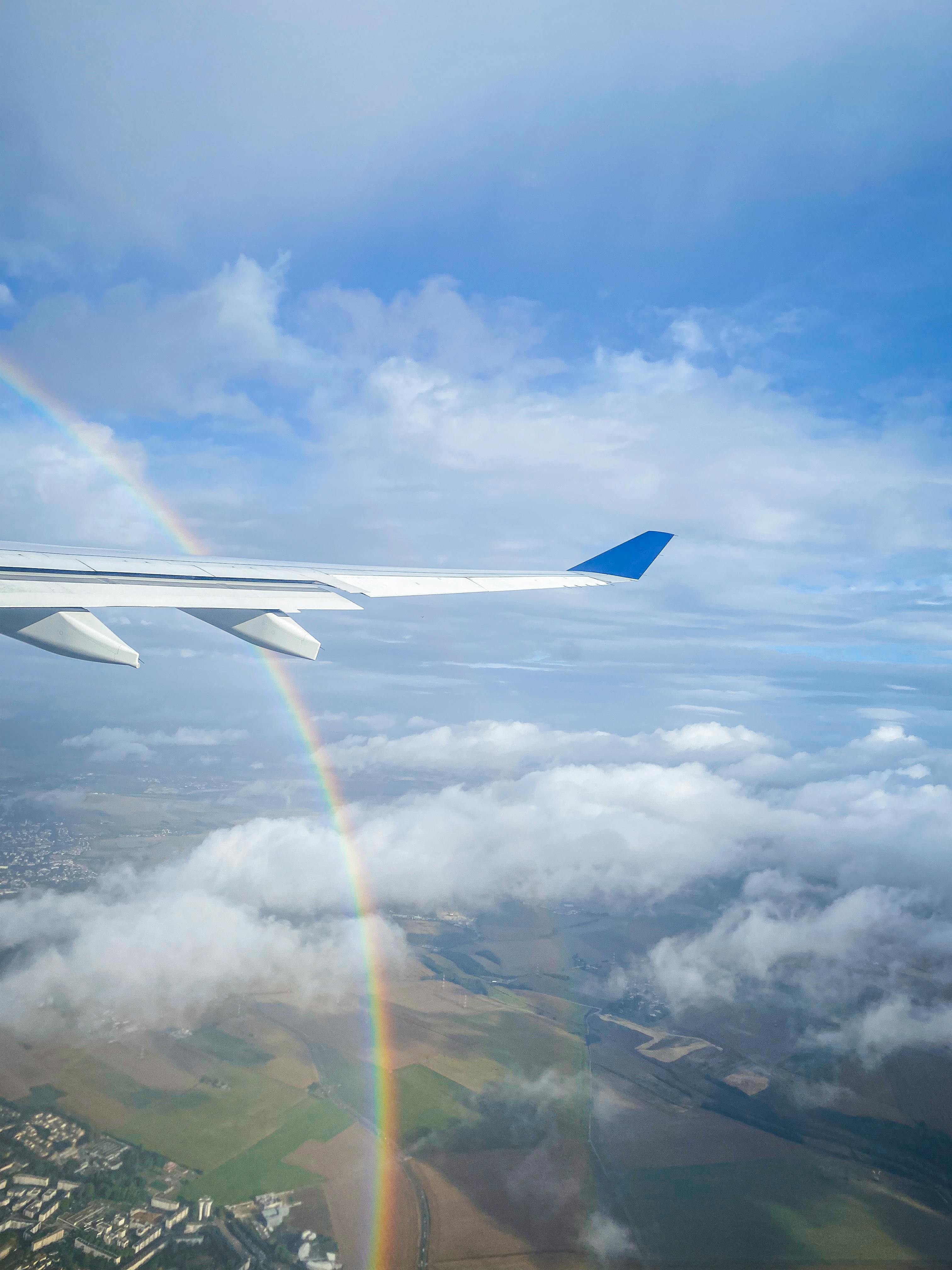 Photo of an Airplane Wing and Cloudy Sky · Free Stock Photo