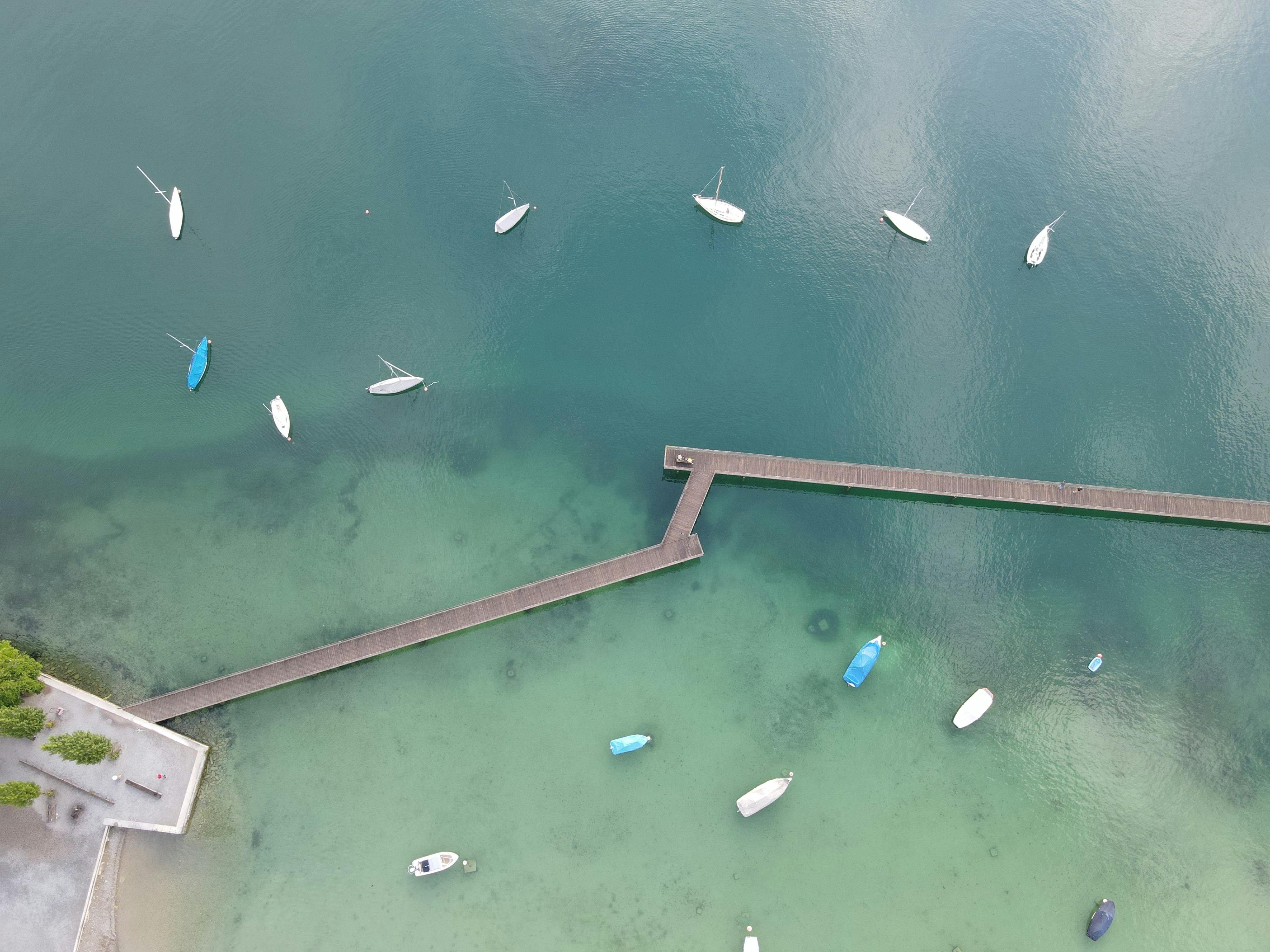 Birds Eye View of Boats by a Pier · Free Stock Photo