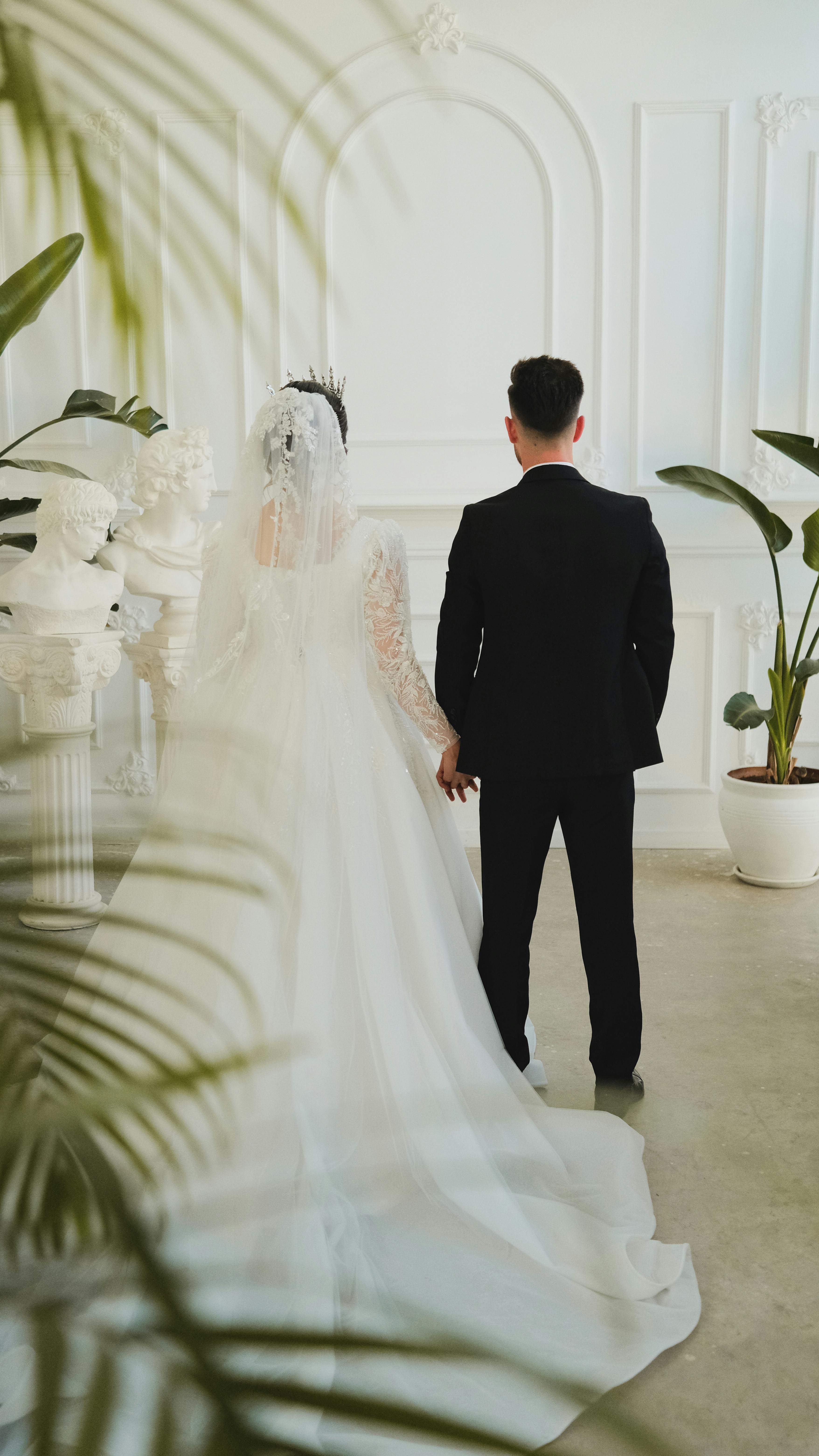 Back View of the Bride and Groom · Free Stock Photo
