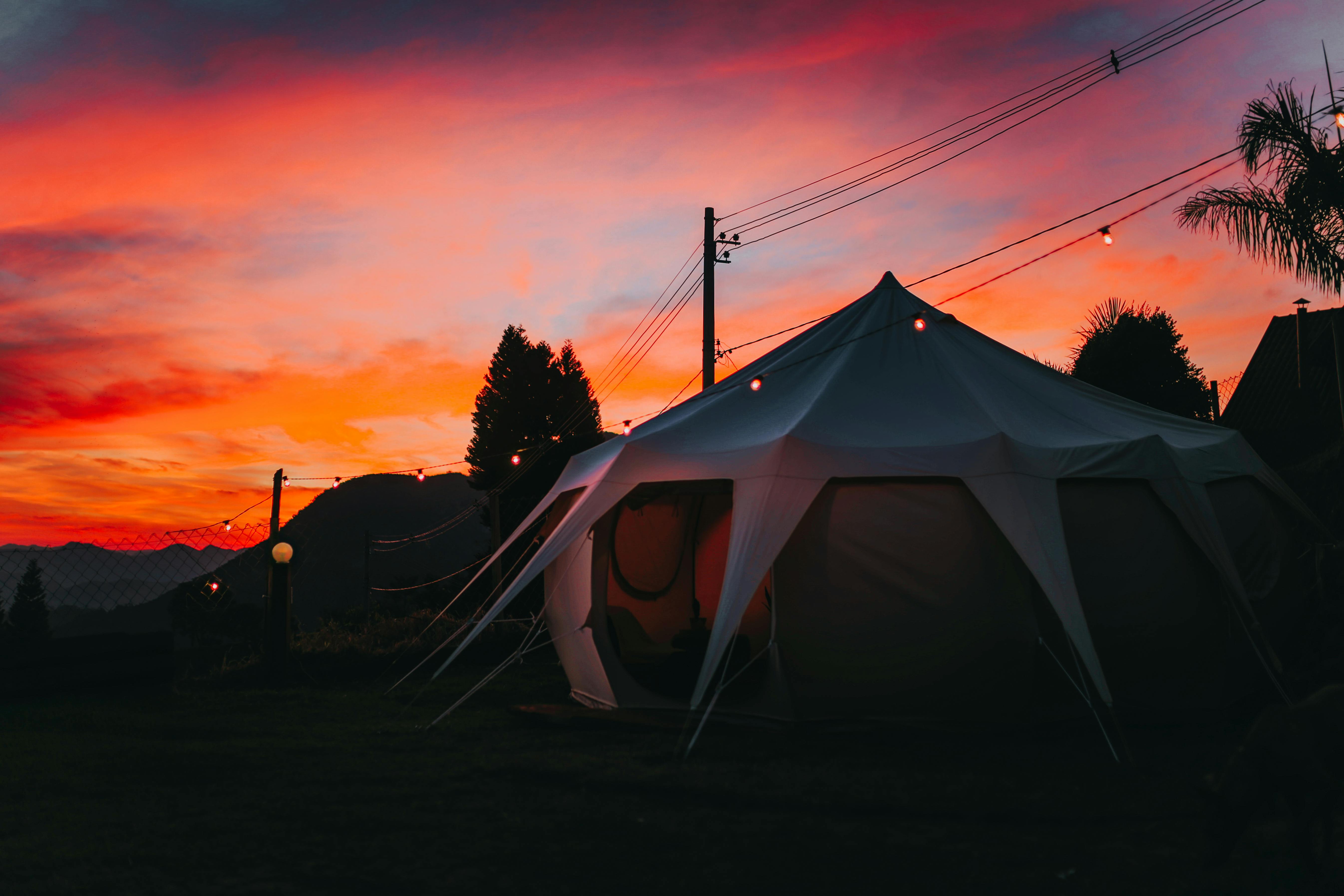 Tent in Nature on Sunset · Free Stock Photo