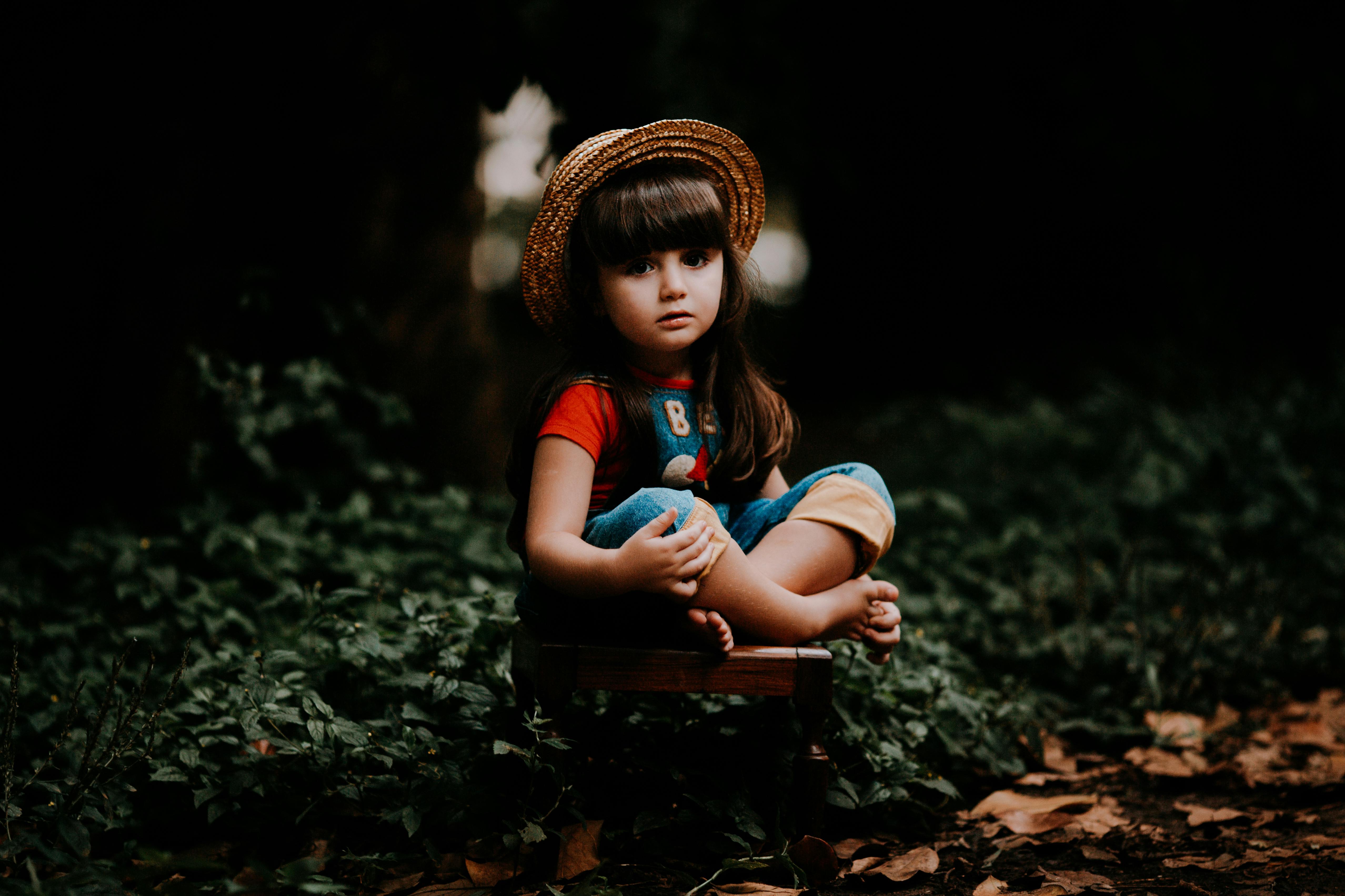 Portrait of a Girl Sitting on the Ground · Free Stock Photo