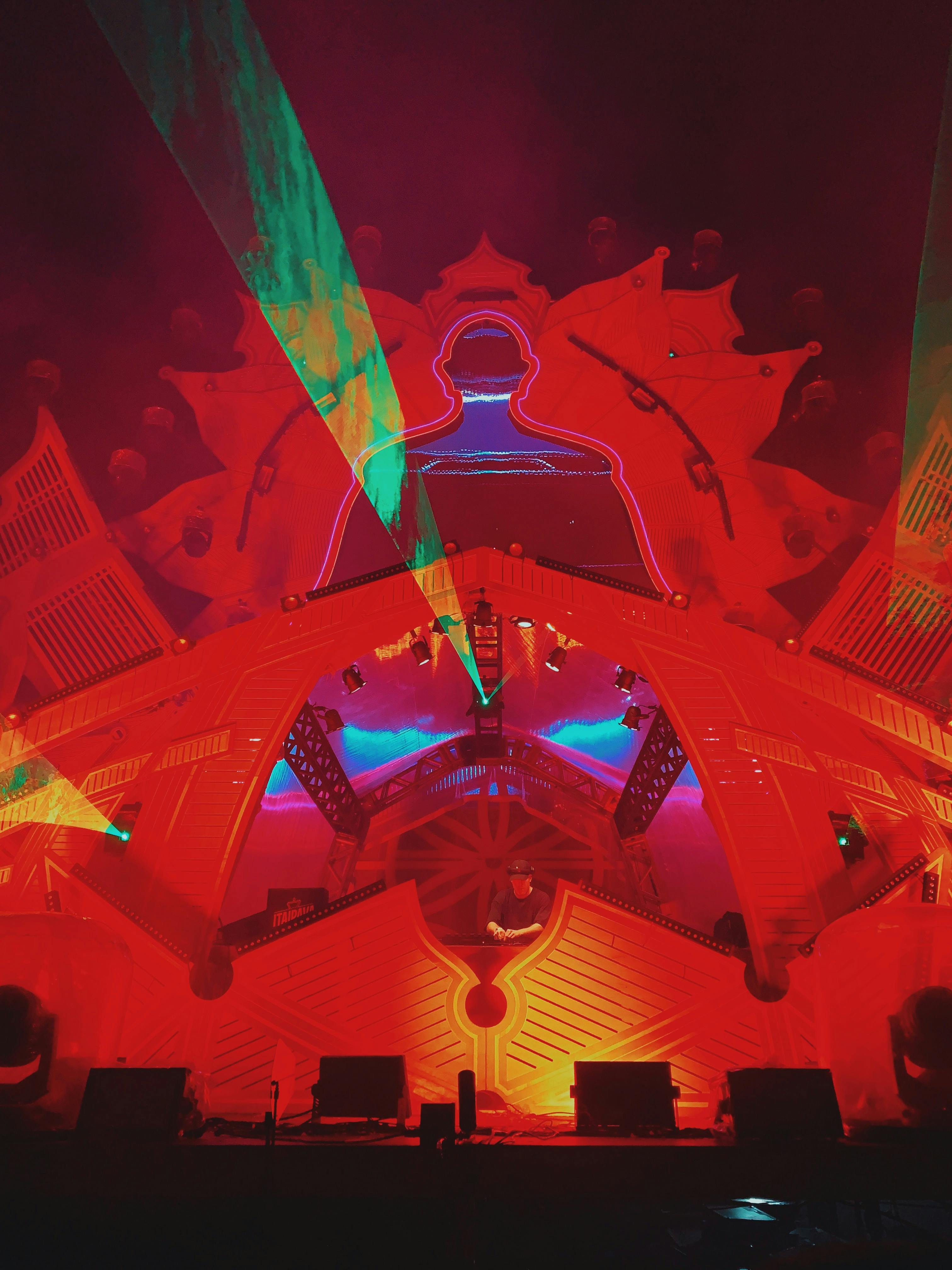 Red Abstract Projection Mapping in an Interior · Free Stock Photo