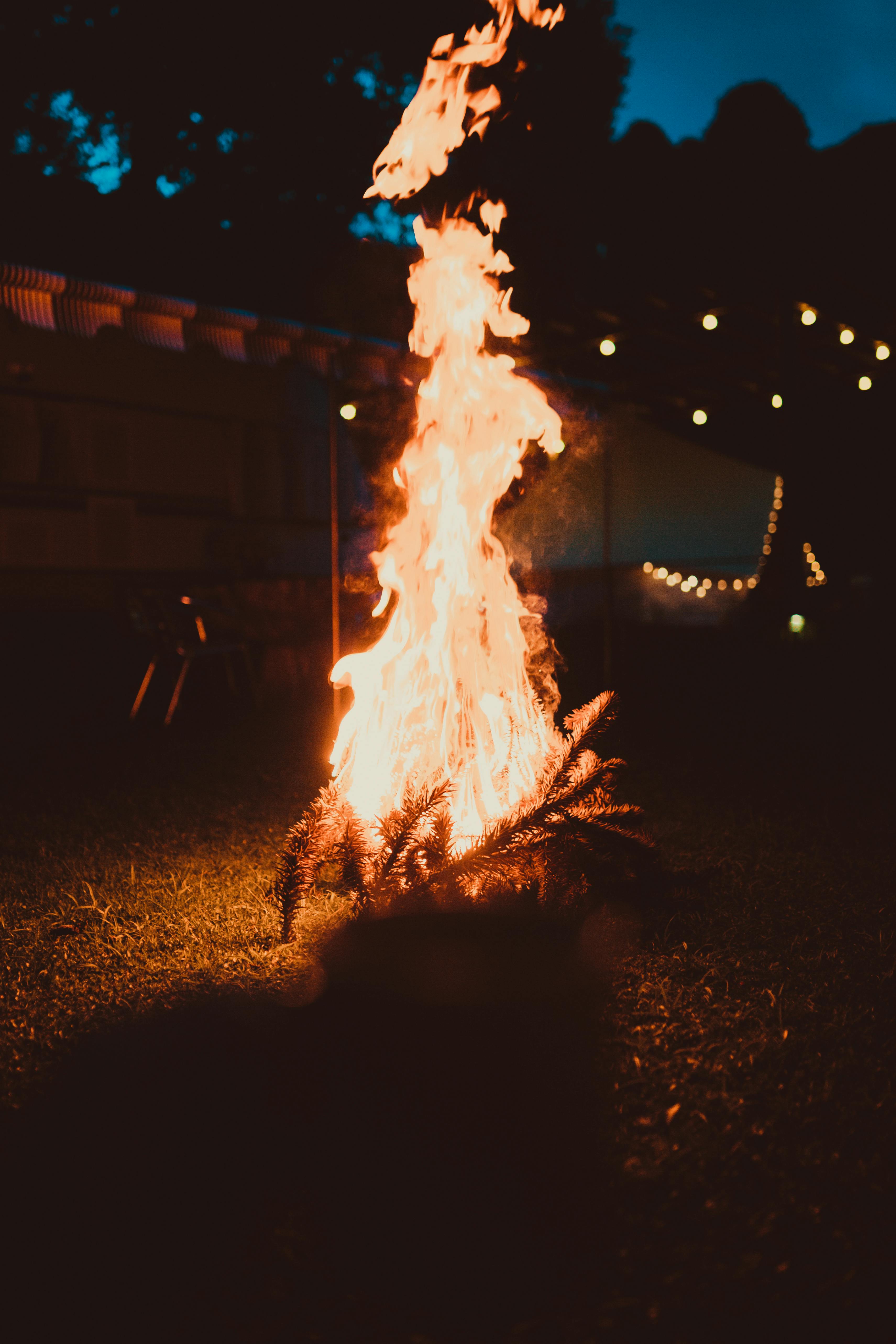 Lit Bonfire Outdoors during Nighttime · Free Stock Photo