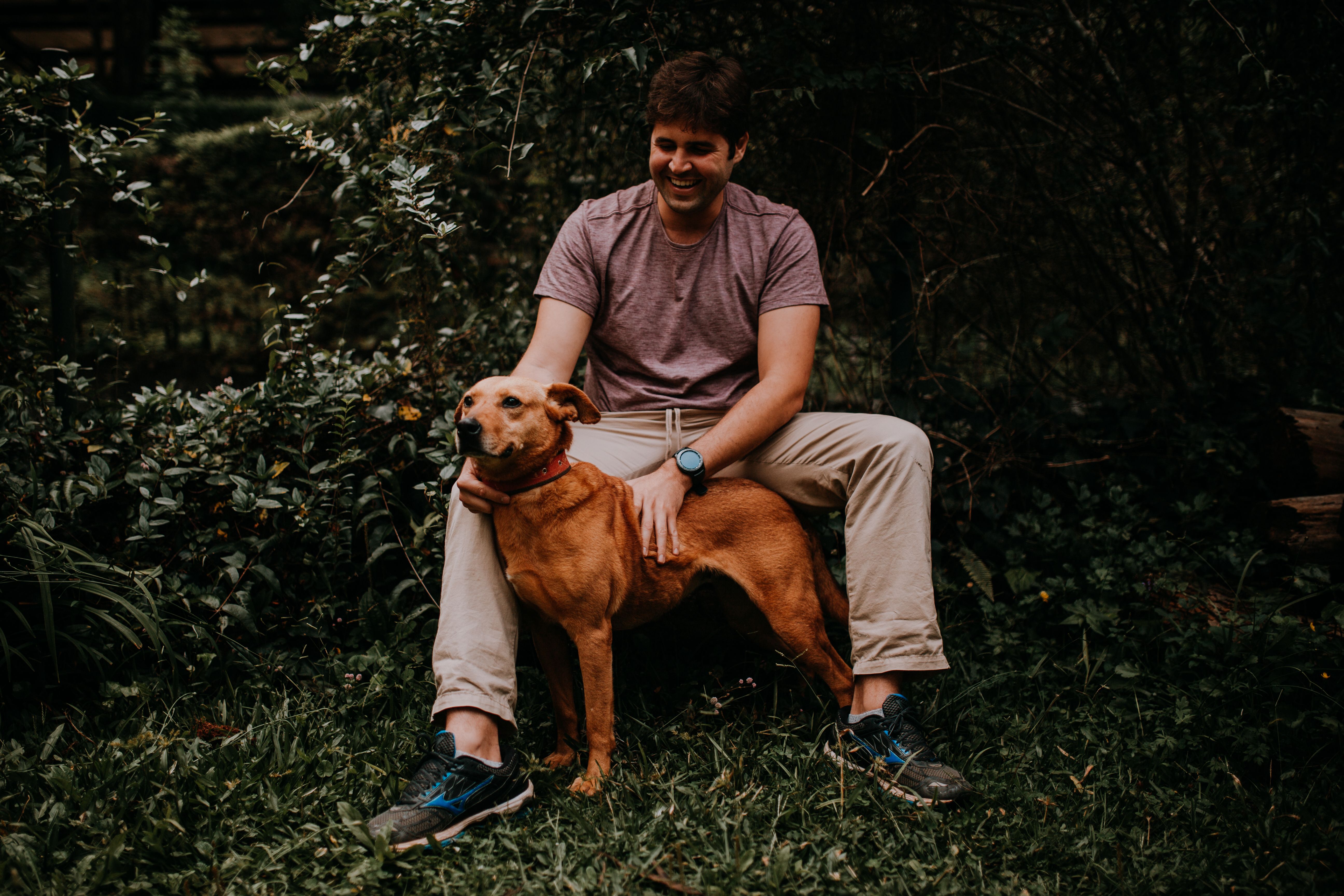 Sitting Man with Dog · Free Stock Photo