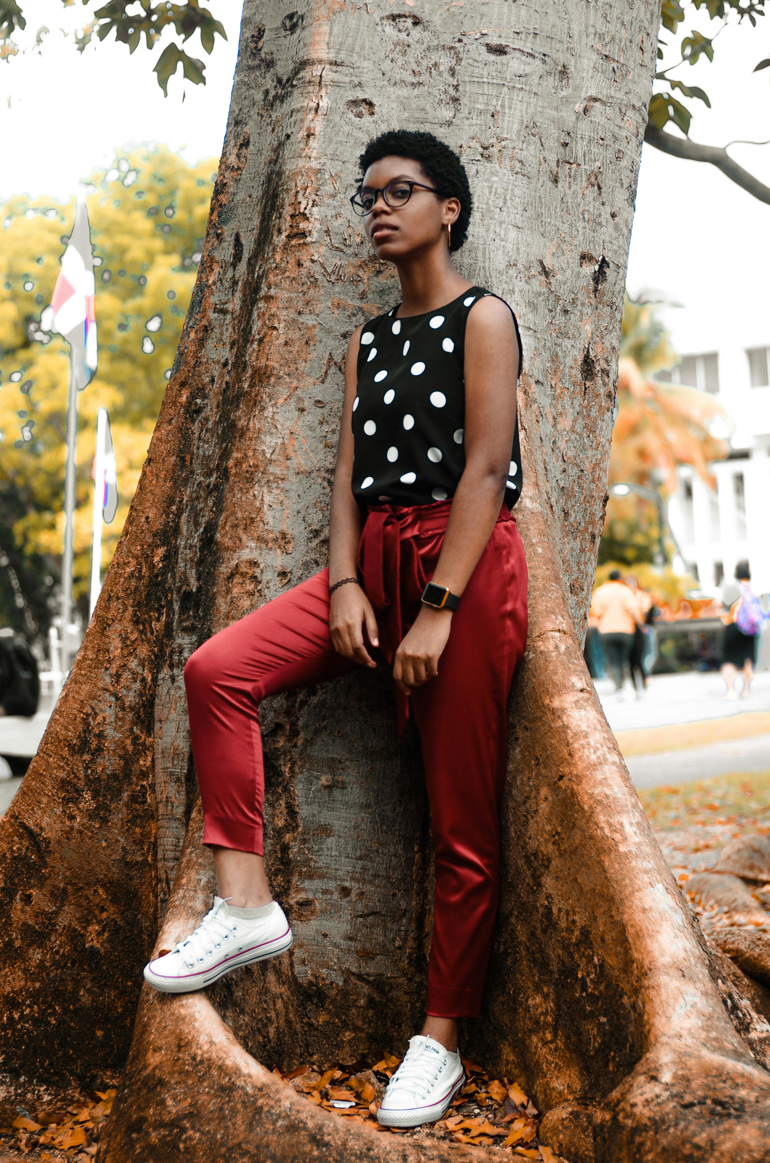 Woman Standing Beside Tree · Free Stock Photo