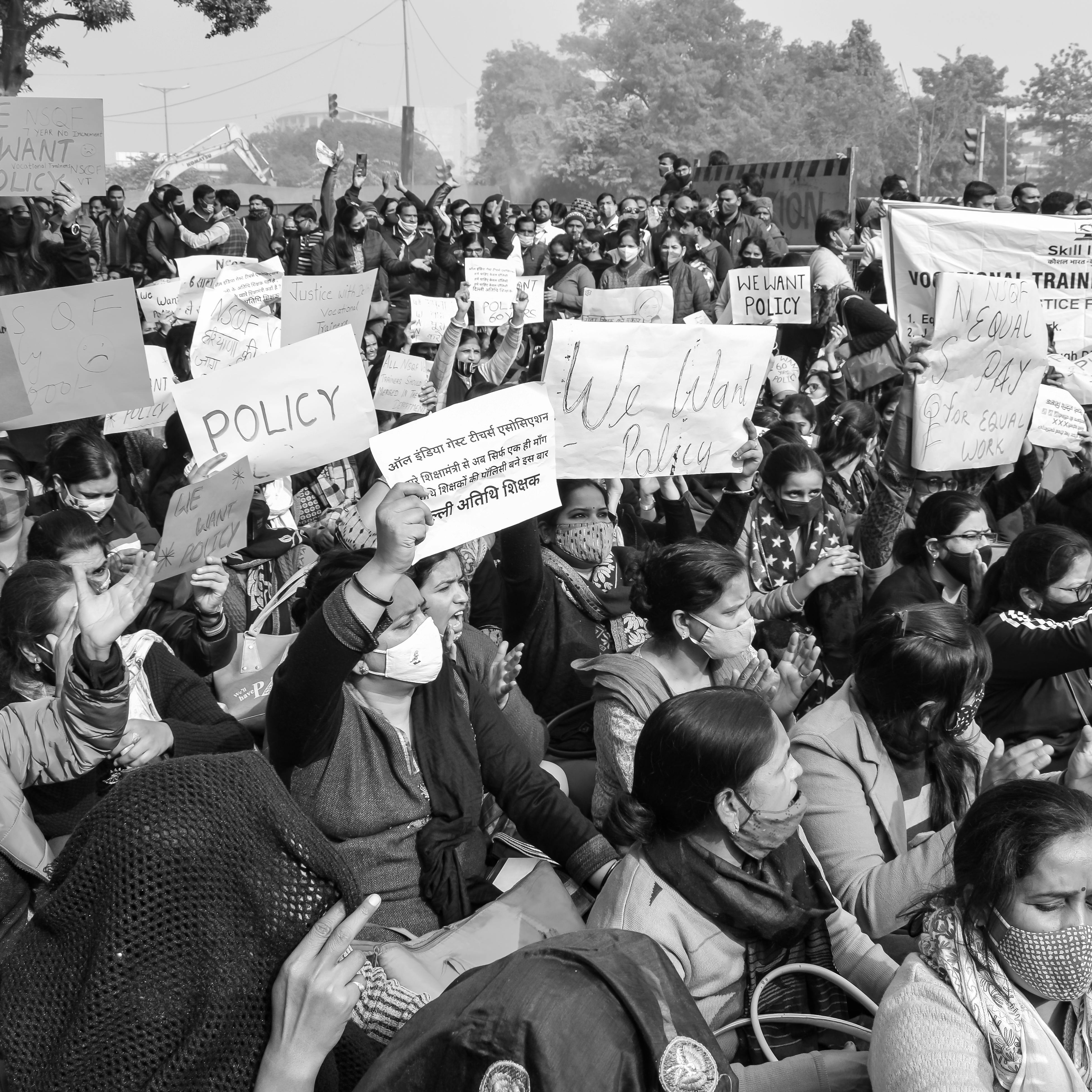Grayscale Photo of People Protesting · Free Stock Photo