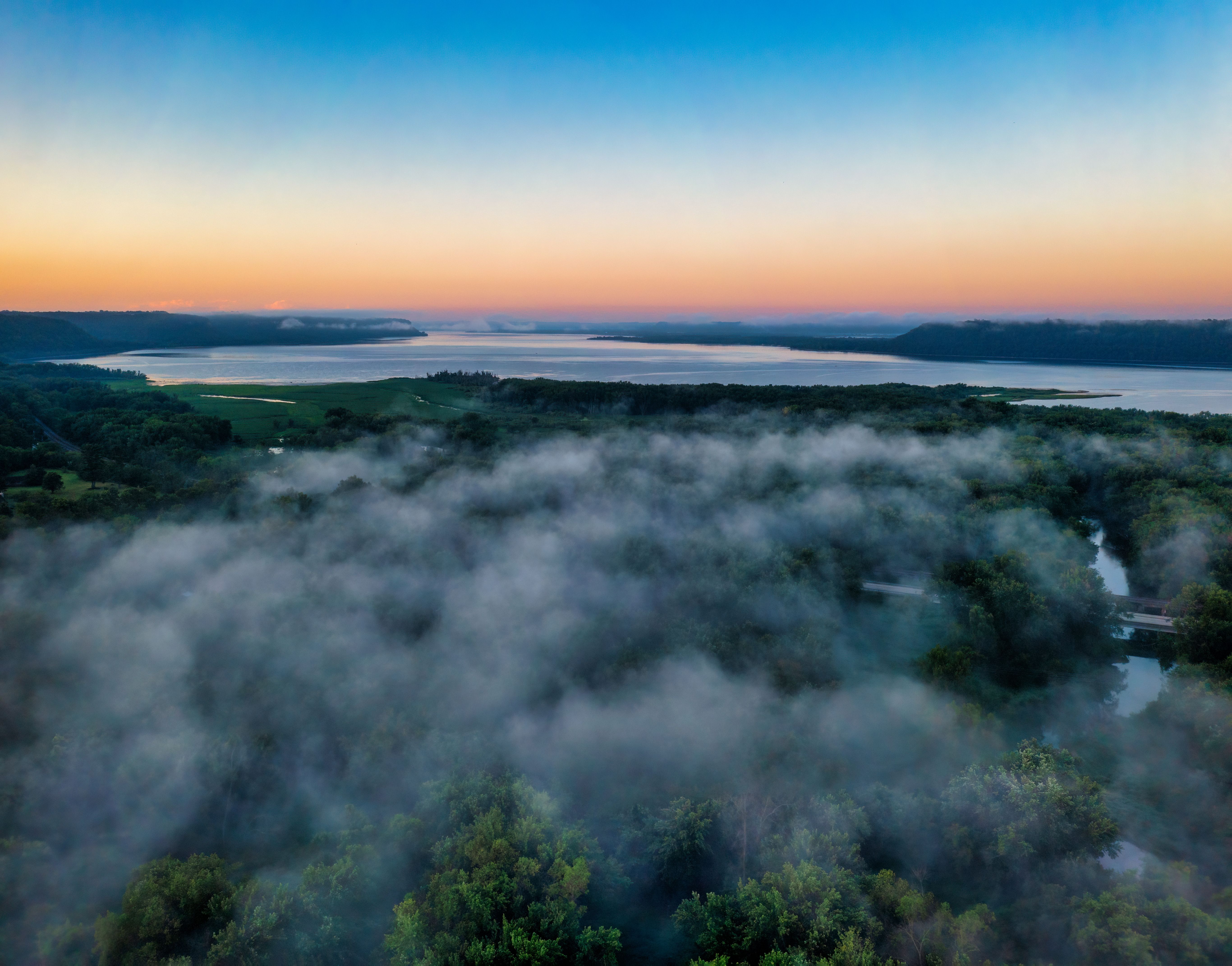 Thick Fog above Forest at Sunset · Free Stock Photo