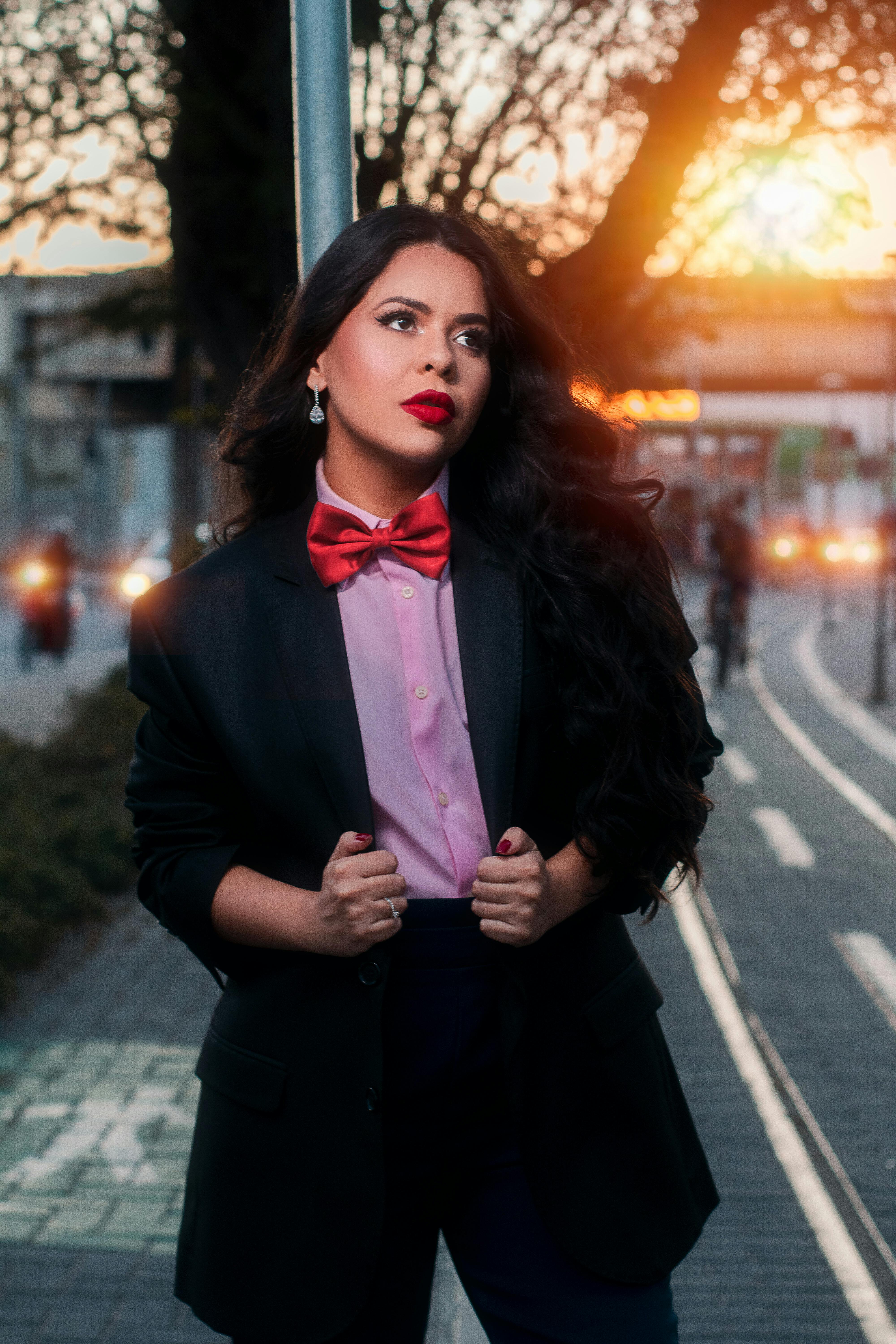 Portrait of a Woman with a Bow Tie · Free Stock Photo