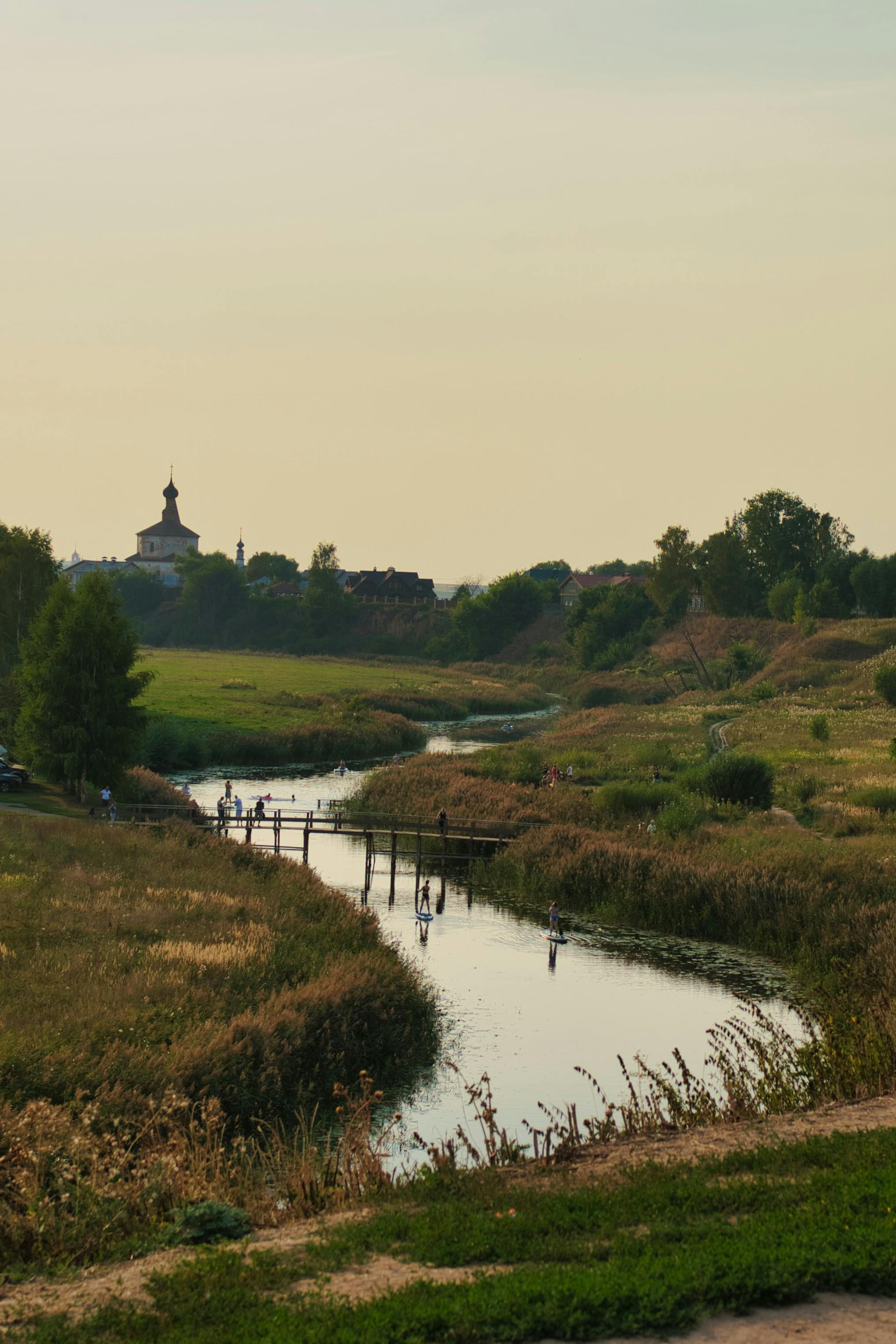 River in Between Grass Field · Free Stock Photo